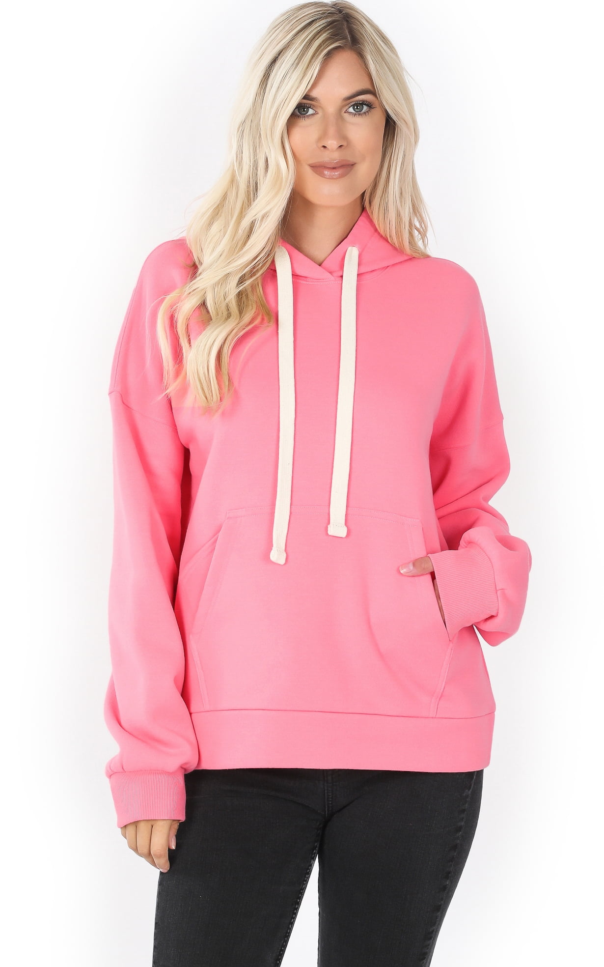 Simply Fashion Hoodie Kangaroo Pocket SweatShirts,B.PINK,MEDIUM ...