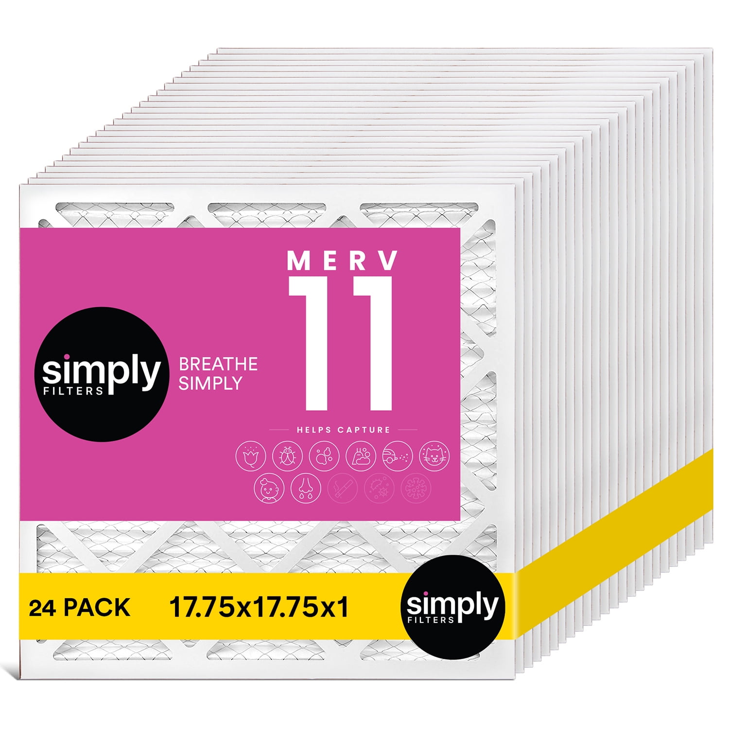 Simply Filters 17.75x17.75x1 MERV 11, MPR 1000, AC Furnace HVAC Air ...