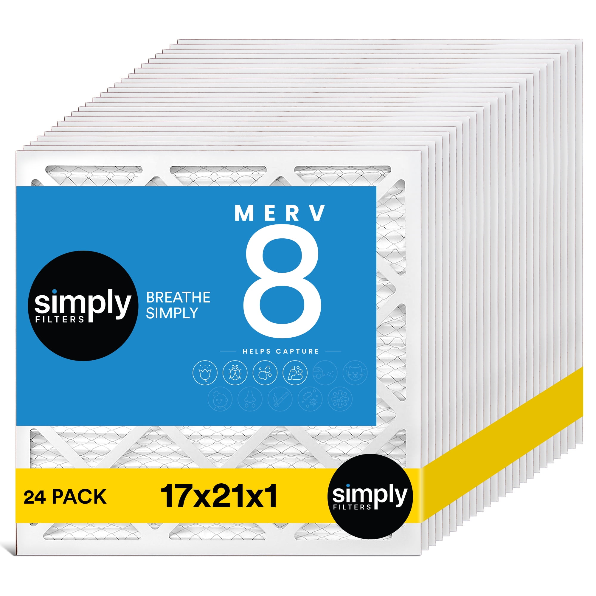 Simply Filters 17x21x1 MERV 8, MPR 600, AC Furnace HVAC Air Filter (24 ...