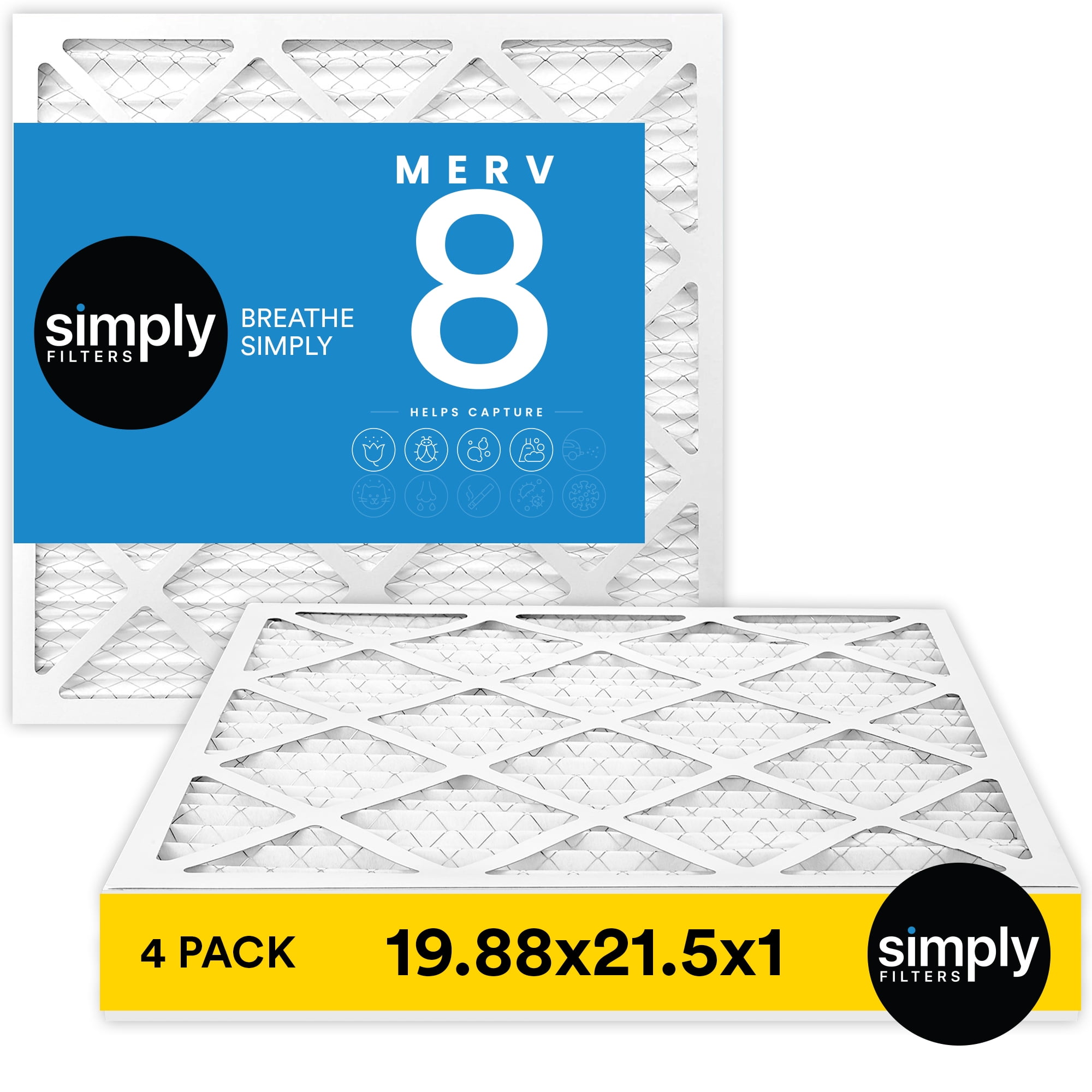 Simply Filters 19.88x21.5x1 MERV 8, MPR 600, AC Furnace HVAC Air Filter ...