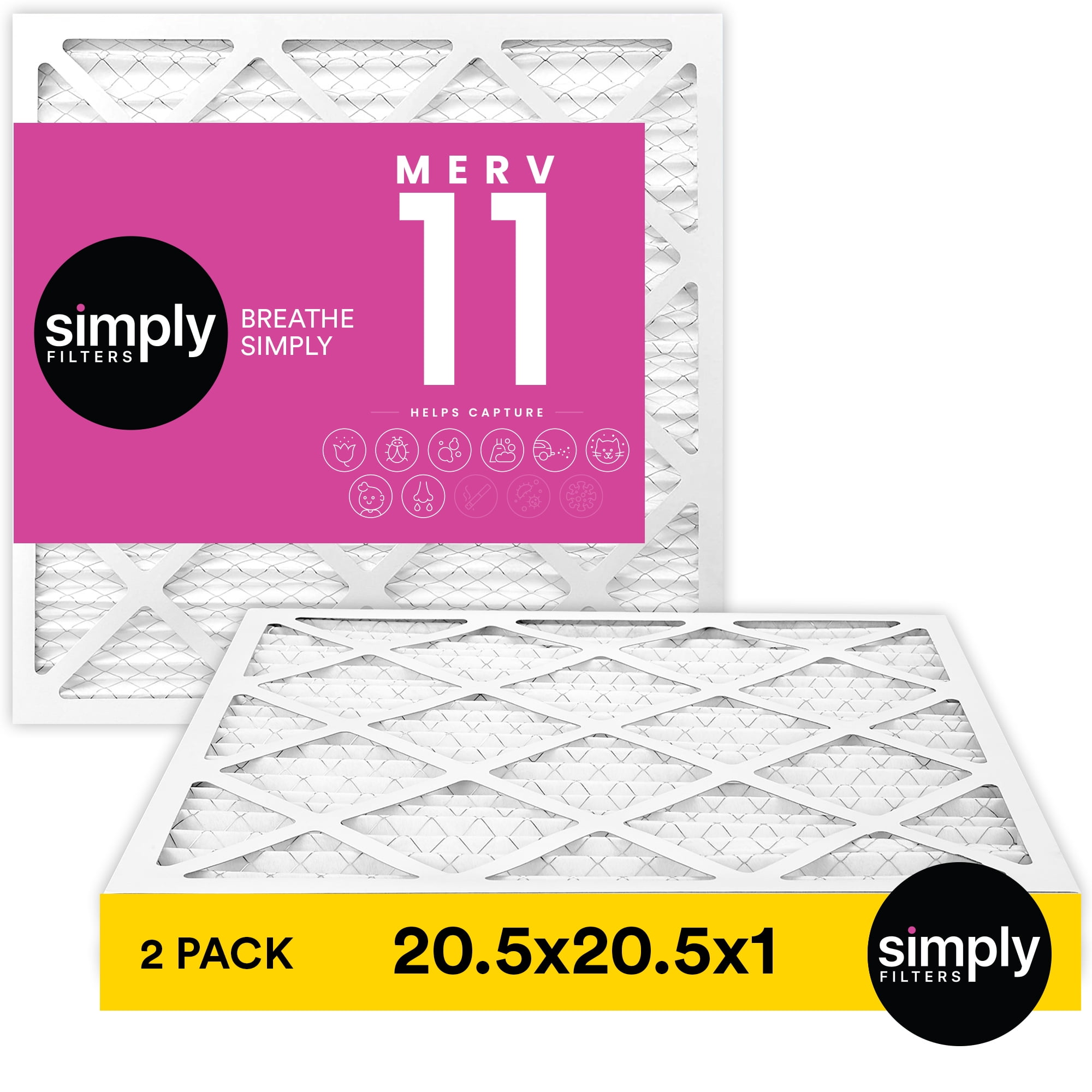 Simply Filters 20.5x20.5x1 MERV 11, MPR 1000, AC Furnace HVAC Air ...