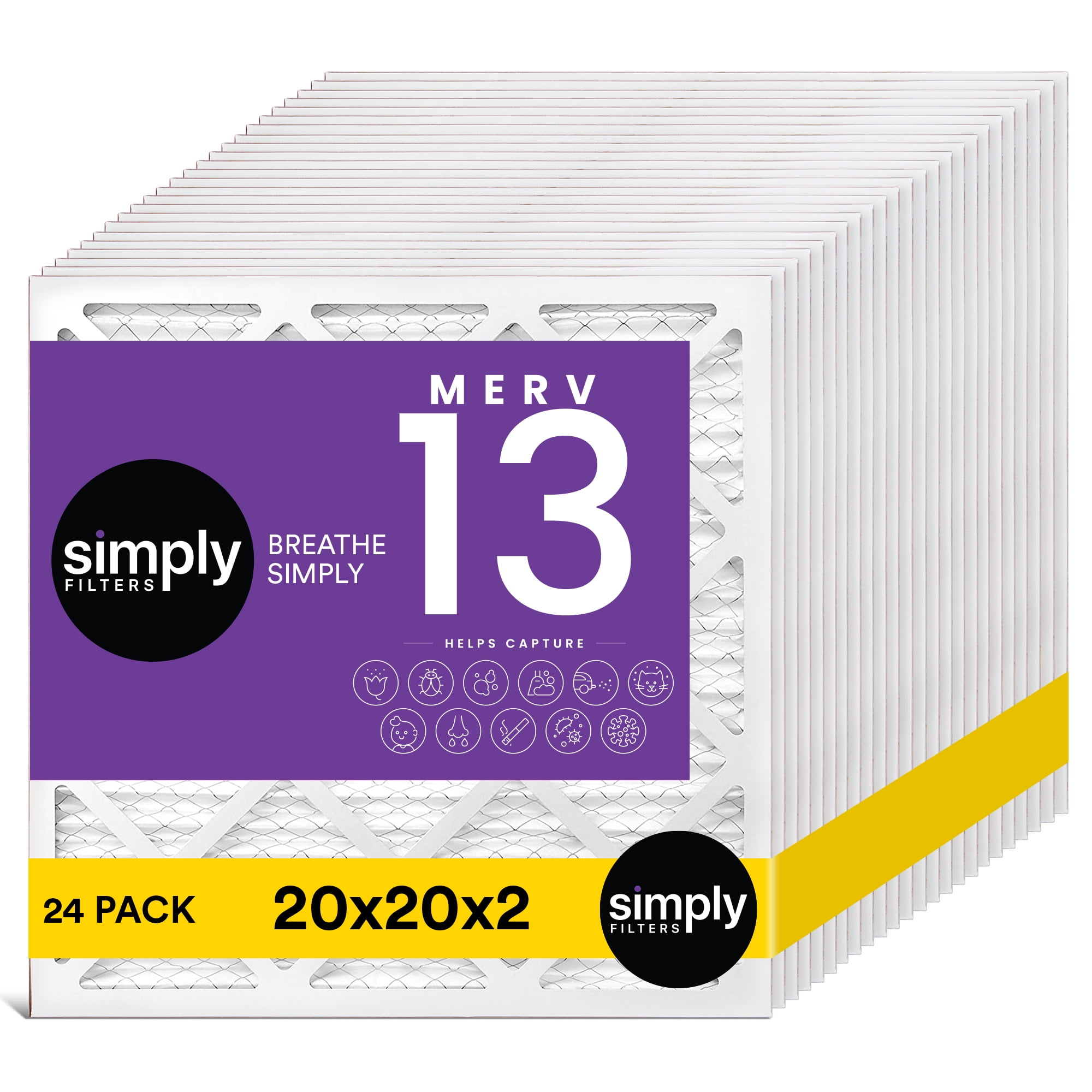 Simply Filters 20x20x2 MERV 13, MPR 1500, AC Furnace HVAC Air Filter ...