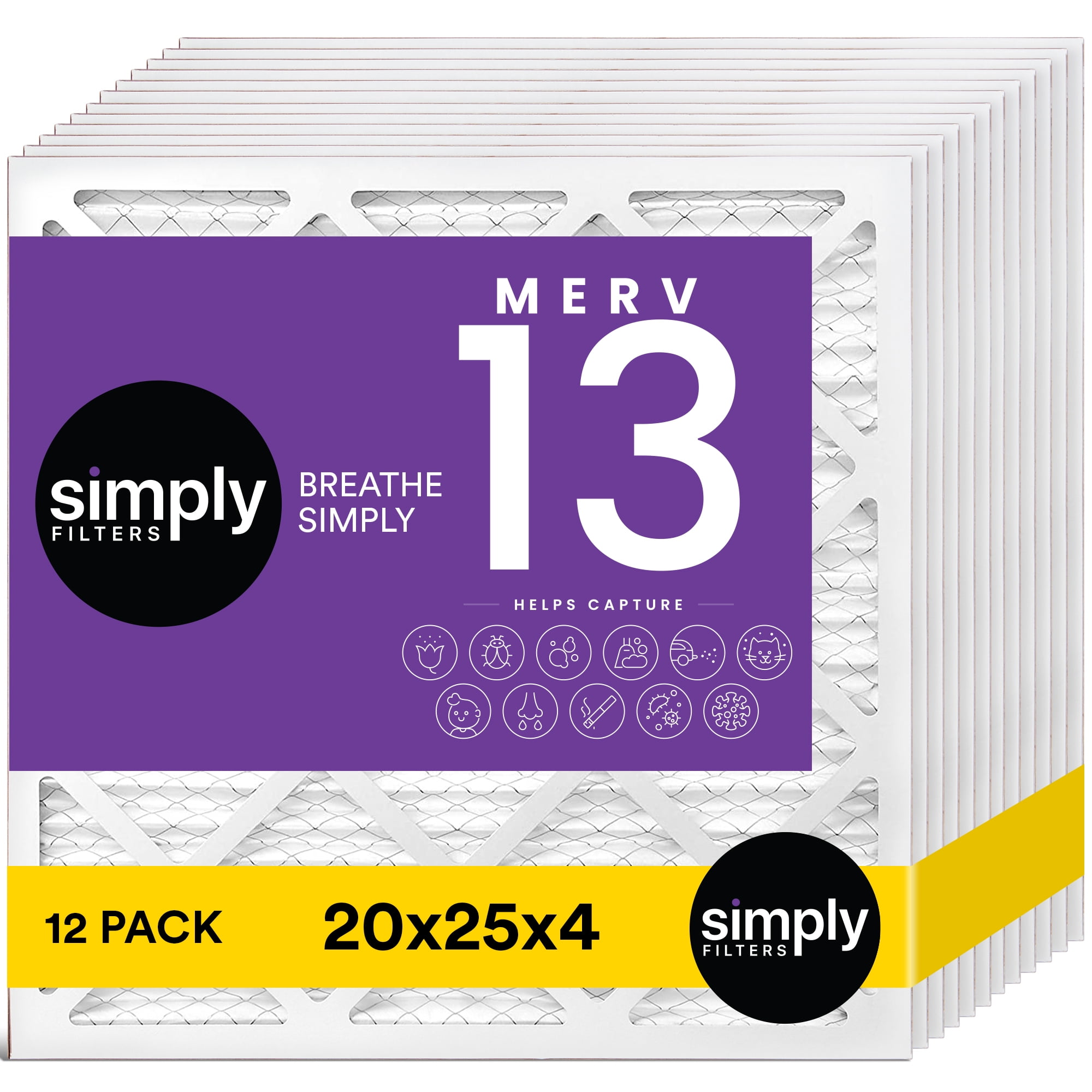 Simply Filters 20x25x4 MERV 13, MPR 1500, AC Furnace HVAC Air Filter ...