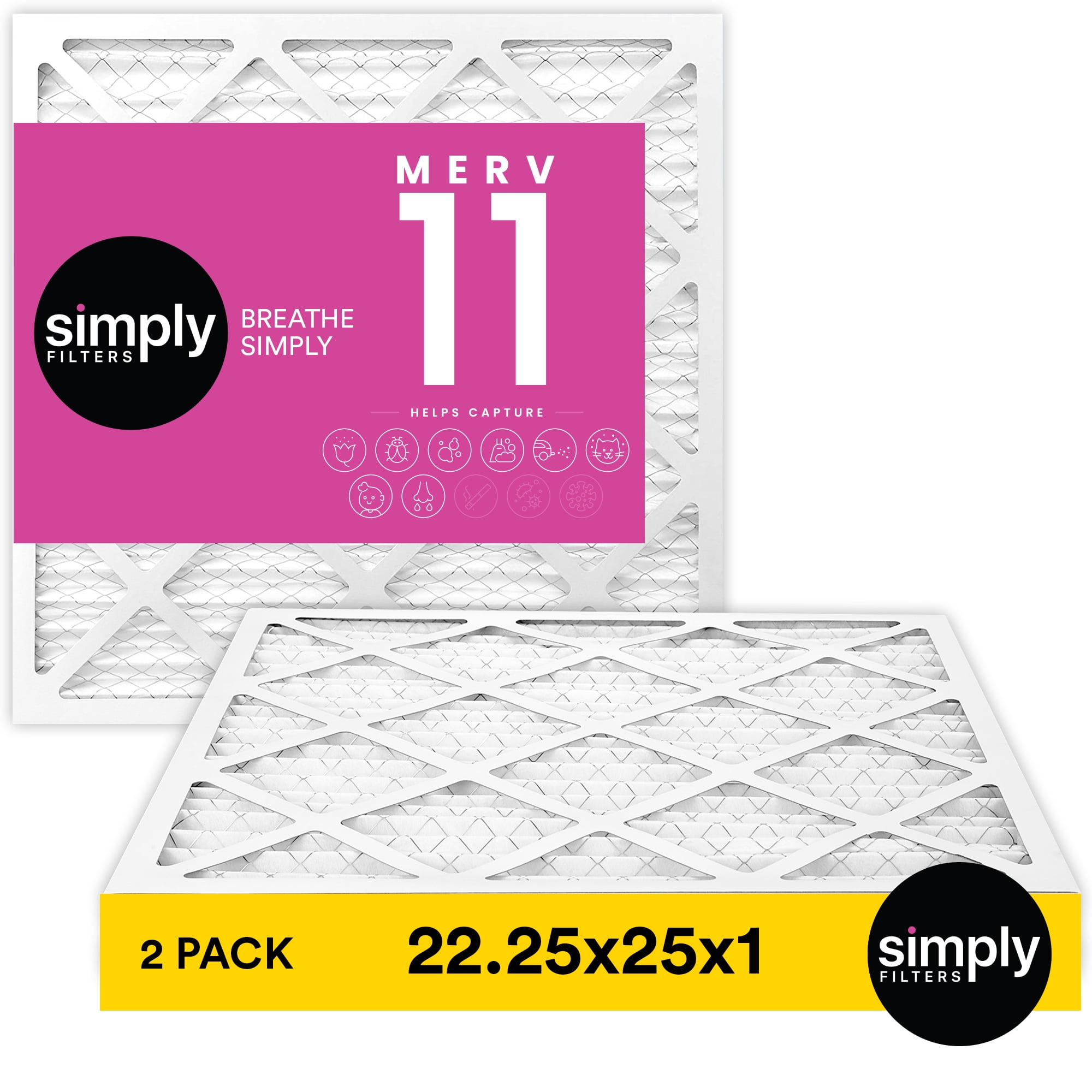 Simply Filters 22.25x25x1 MERV 11, MPR 1000, AC Furnace HVAC Air Filter ...