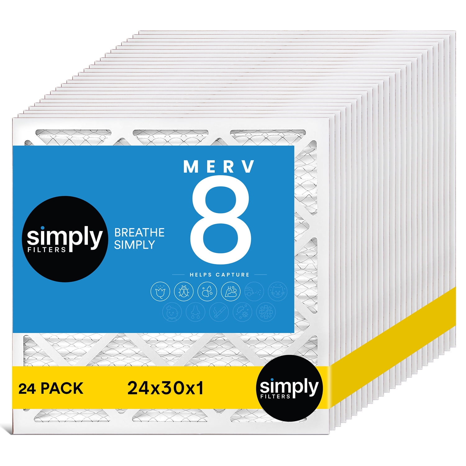 Simply Filters 24x30x1 MERV 8, MPR 600, AC Furnace HVAC Air Filter (24 ...