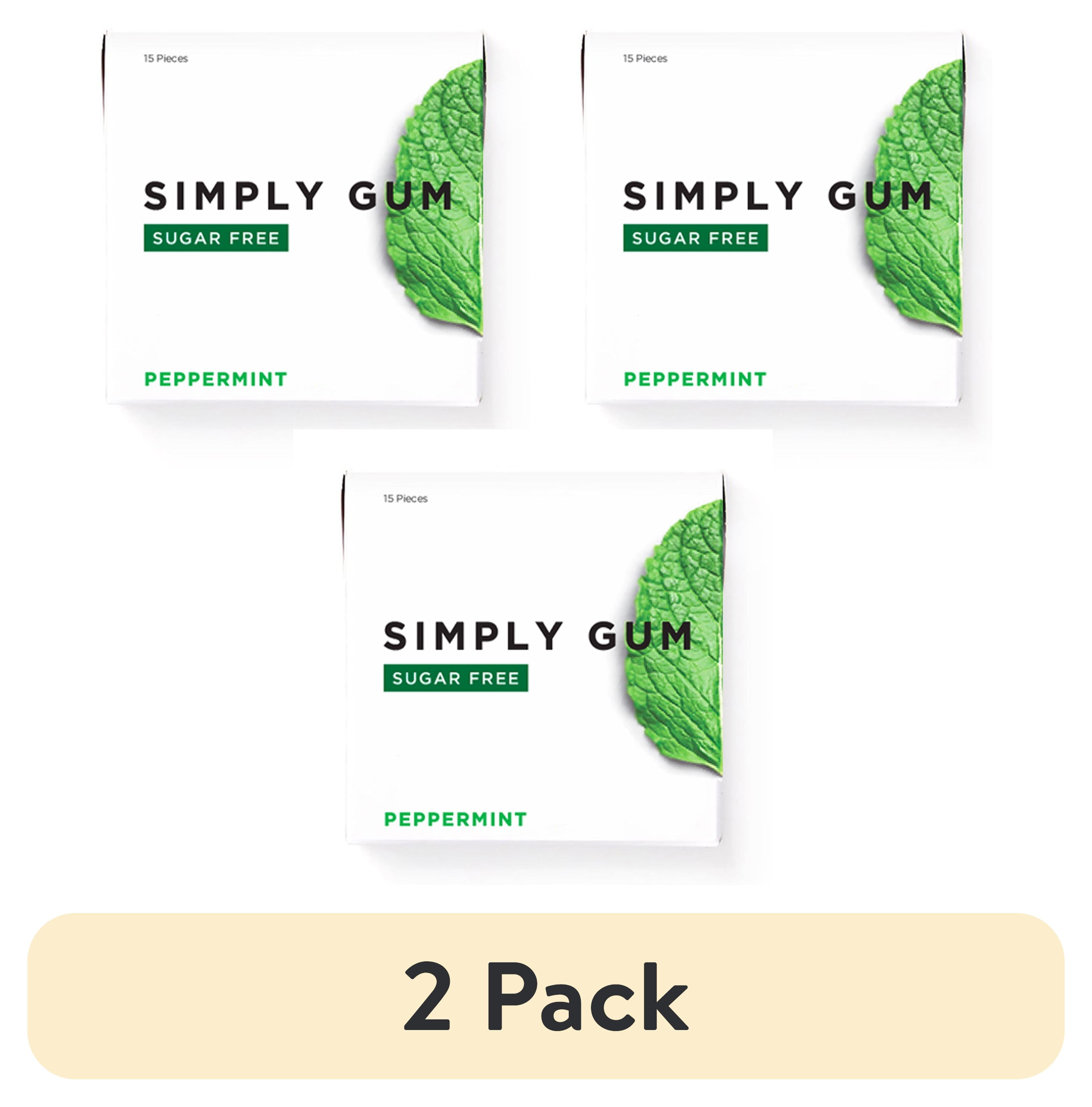 (2 pack) Simply Gum, Peppermint Sugar Free Gum, Non GMO, Vegan, 15 Pcs ...