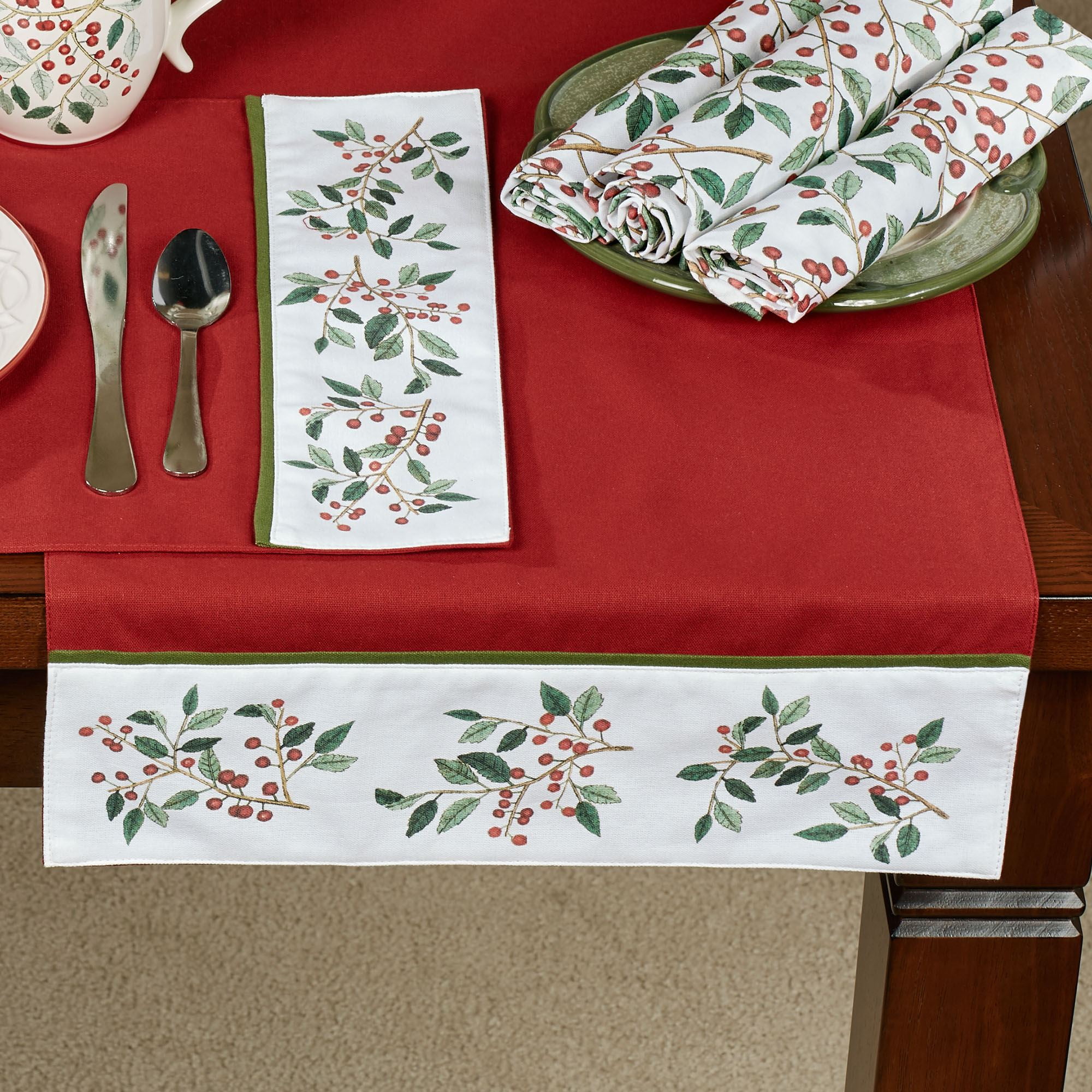 Simply Holly Table Runner Red 15 x 72 Inches - Walmart.com
