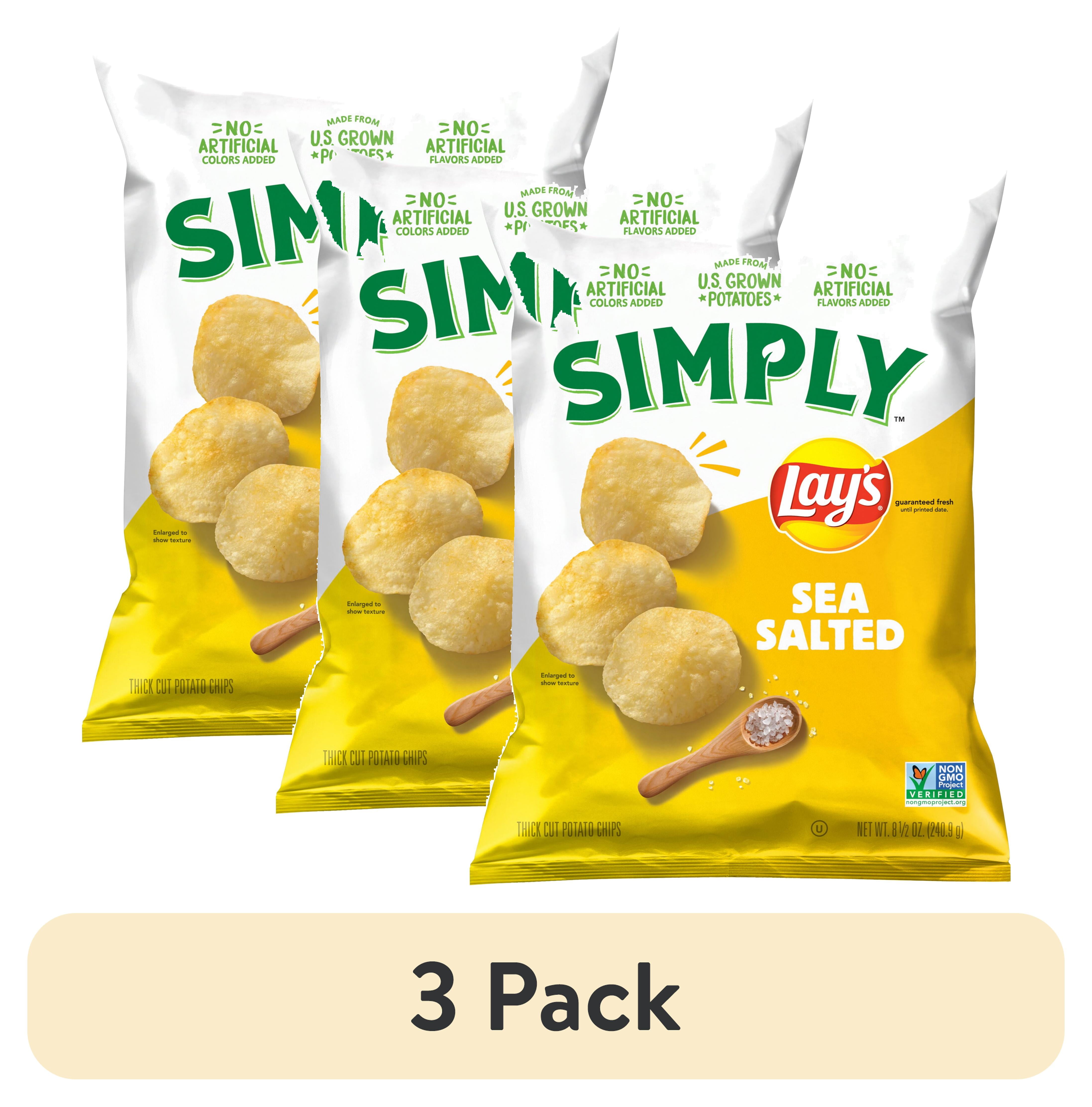 (3 pack) Simply Lay's Sea Salted Thick Cut Potato Chips, 8.5 oz Bag ...