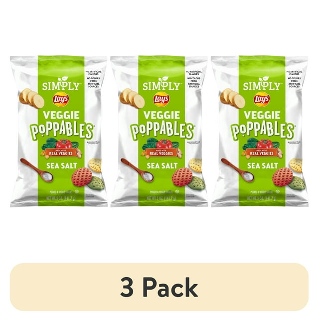 (3 pack) Simply Lays Veggie Poppables Vegan Sea Salt Snack Chips, 5 oz ...