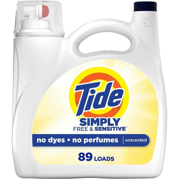 Simply Liquid Laundry Detergent, Free & Sensitive Scent, 89 Loads, 117 ...