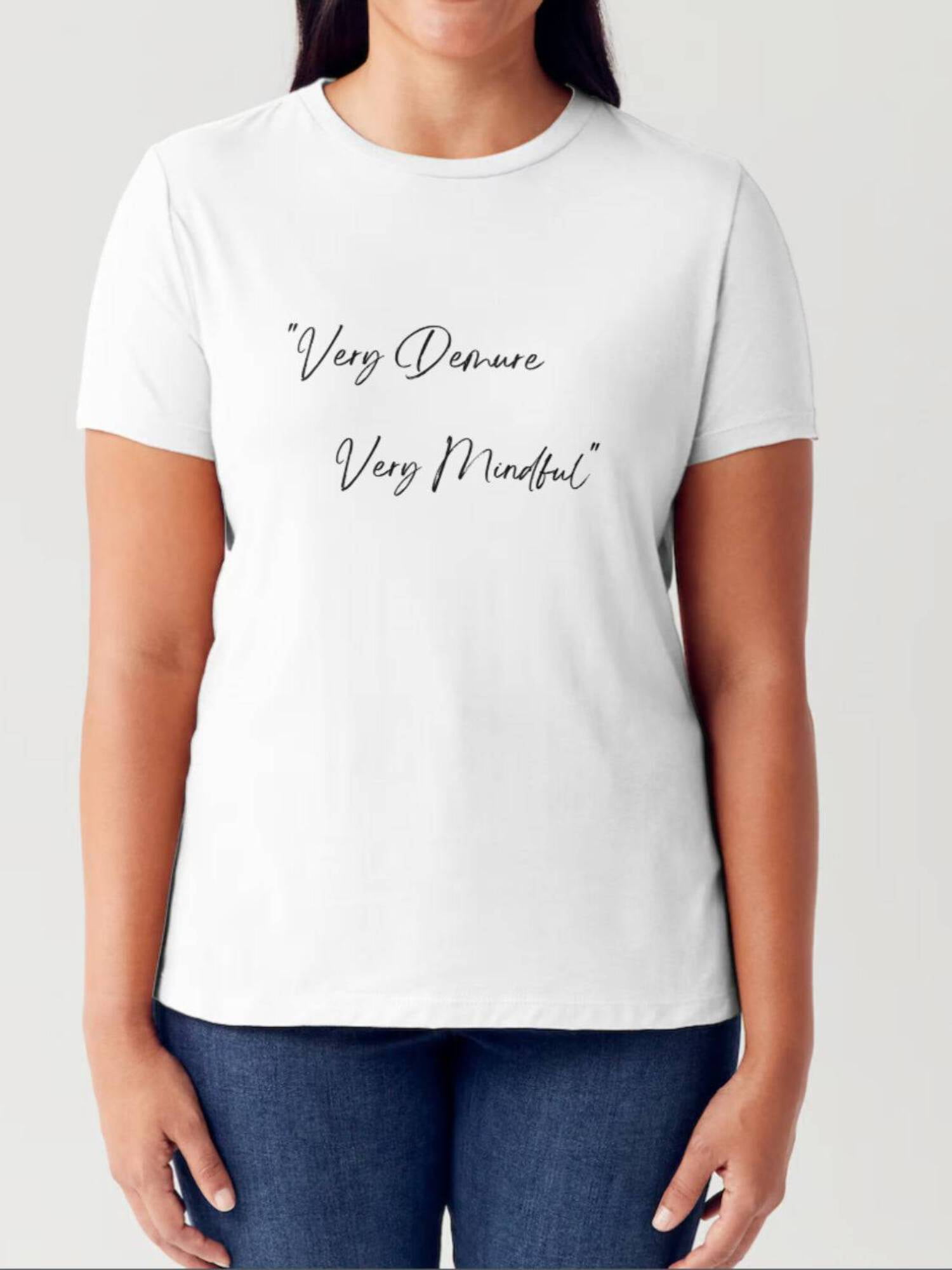 Simply Love Full Size VERY DEMURE VERY MINDFUL Letter Graphic Short ...