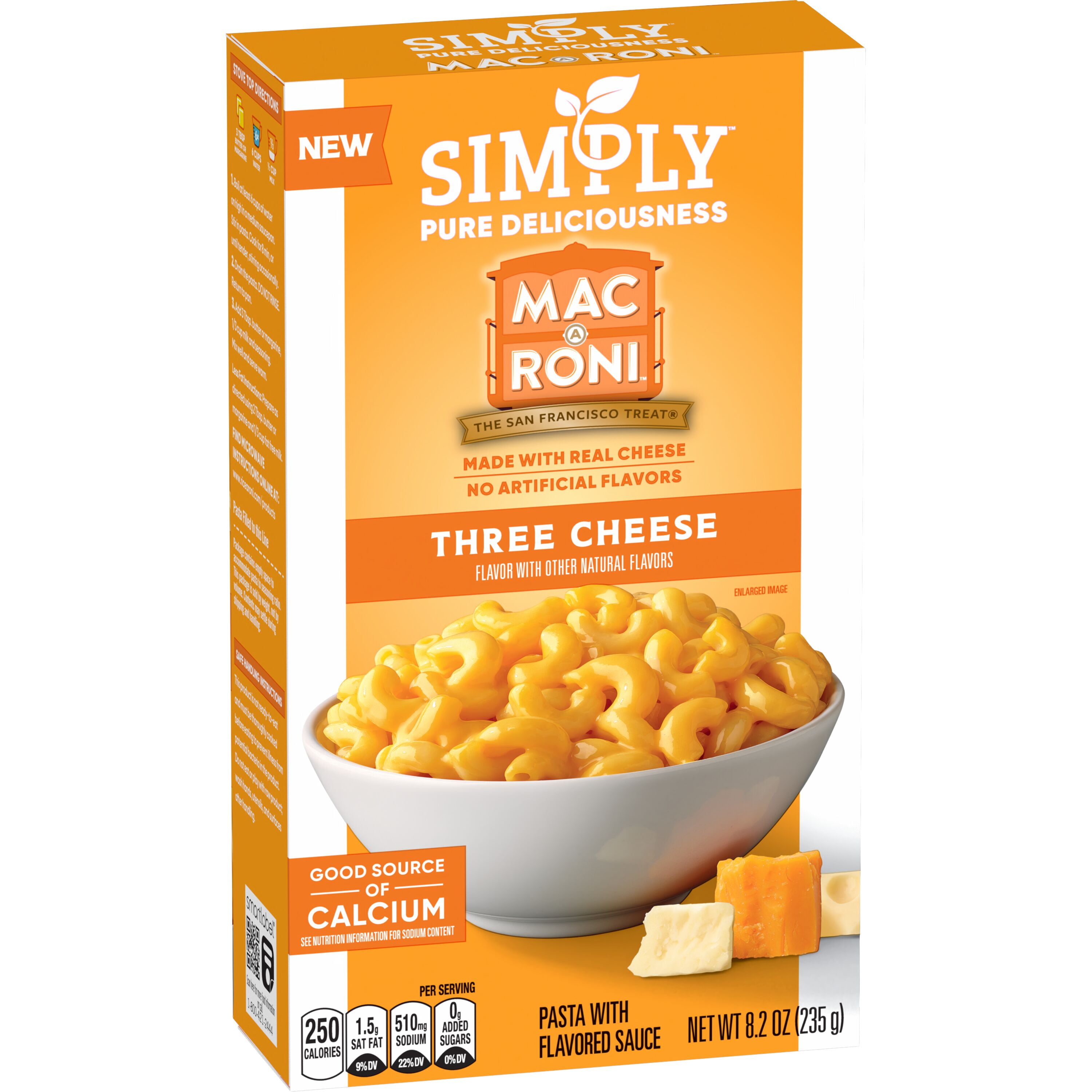 Simply Mac A Roni, Three Cheese Flavor, 8.2 oz Box Single Pack ...