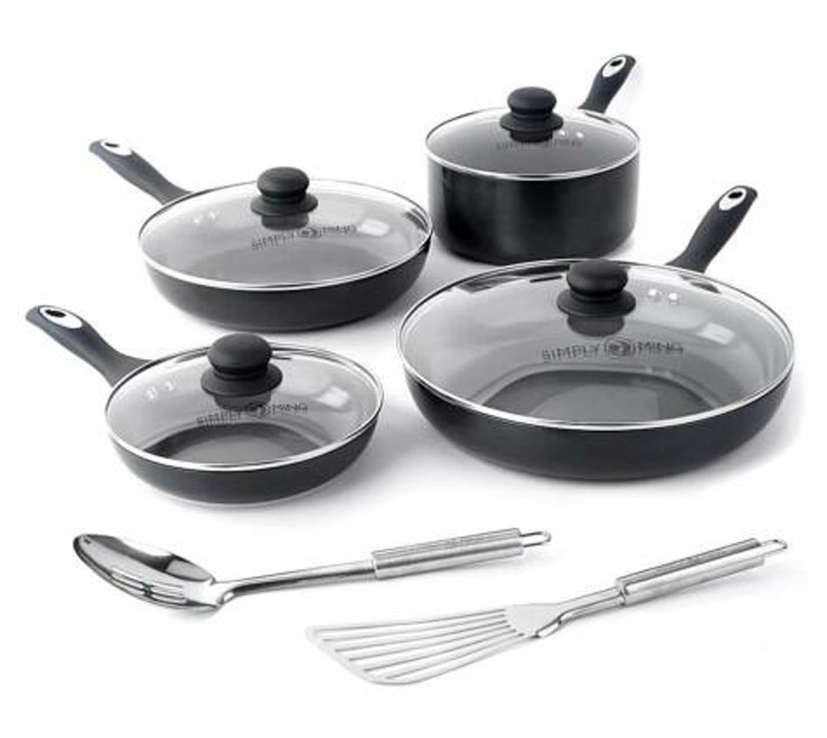 Simply Ming 10-piece Healthy Cookware Soft-Grip Design Lightweight Set ...