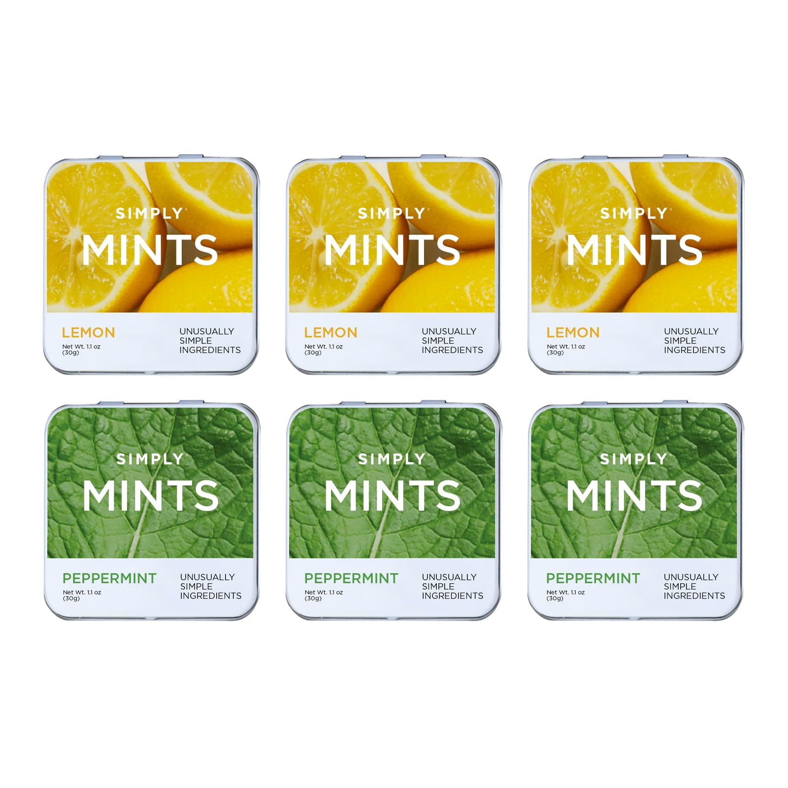 Simply Mints | Peppermint DMF15 & Lemon Breath Mints Variety Pack | Pack of Six (180 Pieces ...