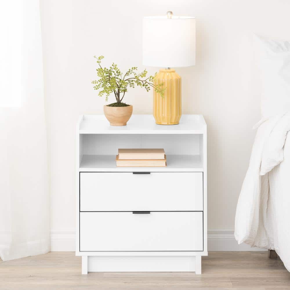 Simply Modern White 2-Drawer 23.75 in. W Nightstand,White Night Stand ...