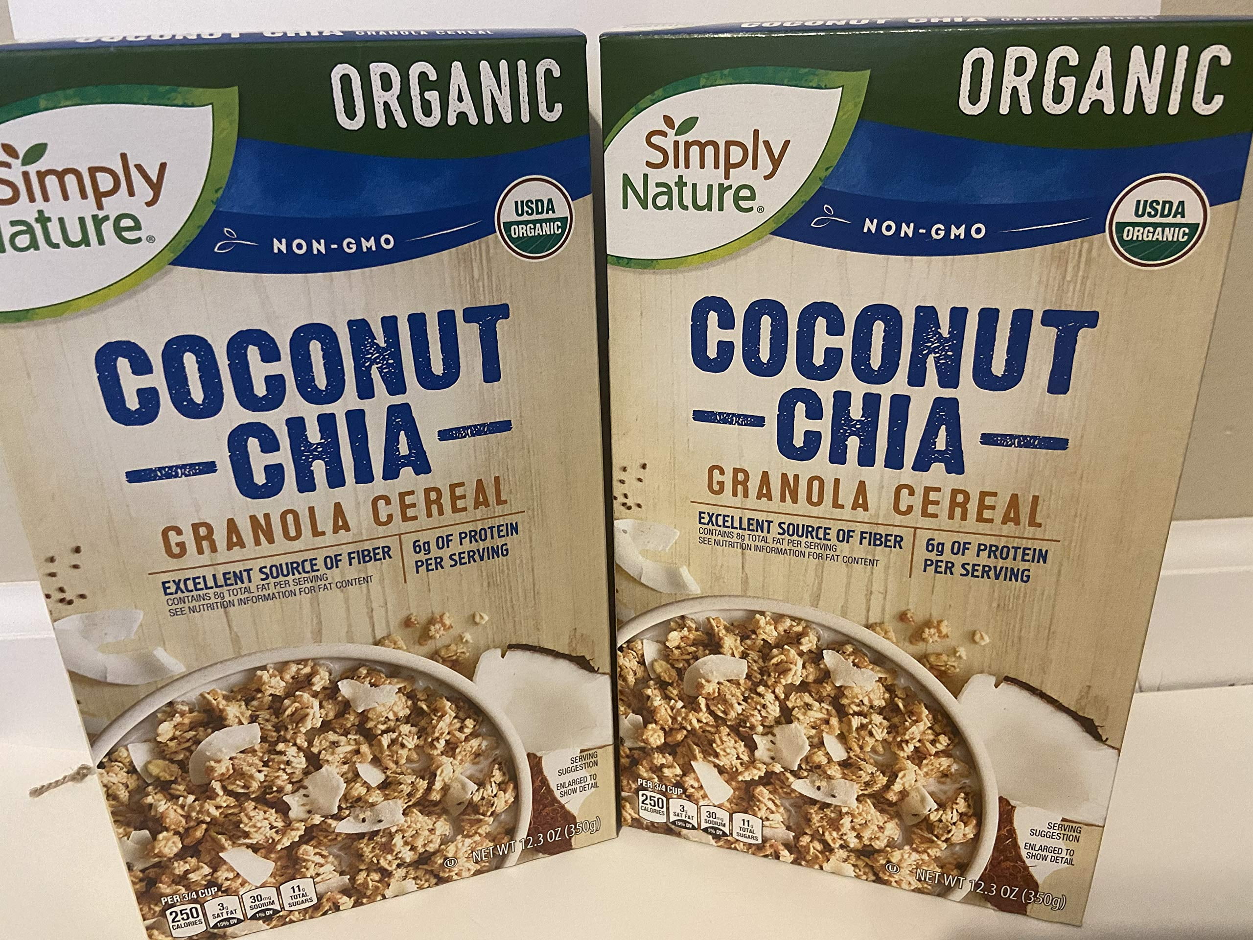 Simply Nature (2) boxes RRF12 12.3 oz Non-GMO Organic Coconut Chia ...