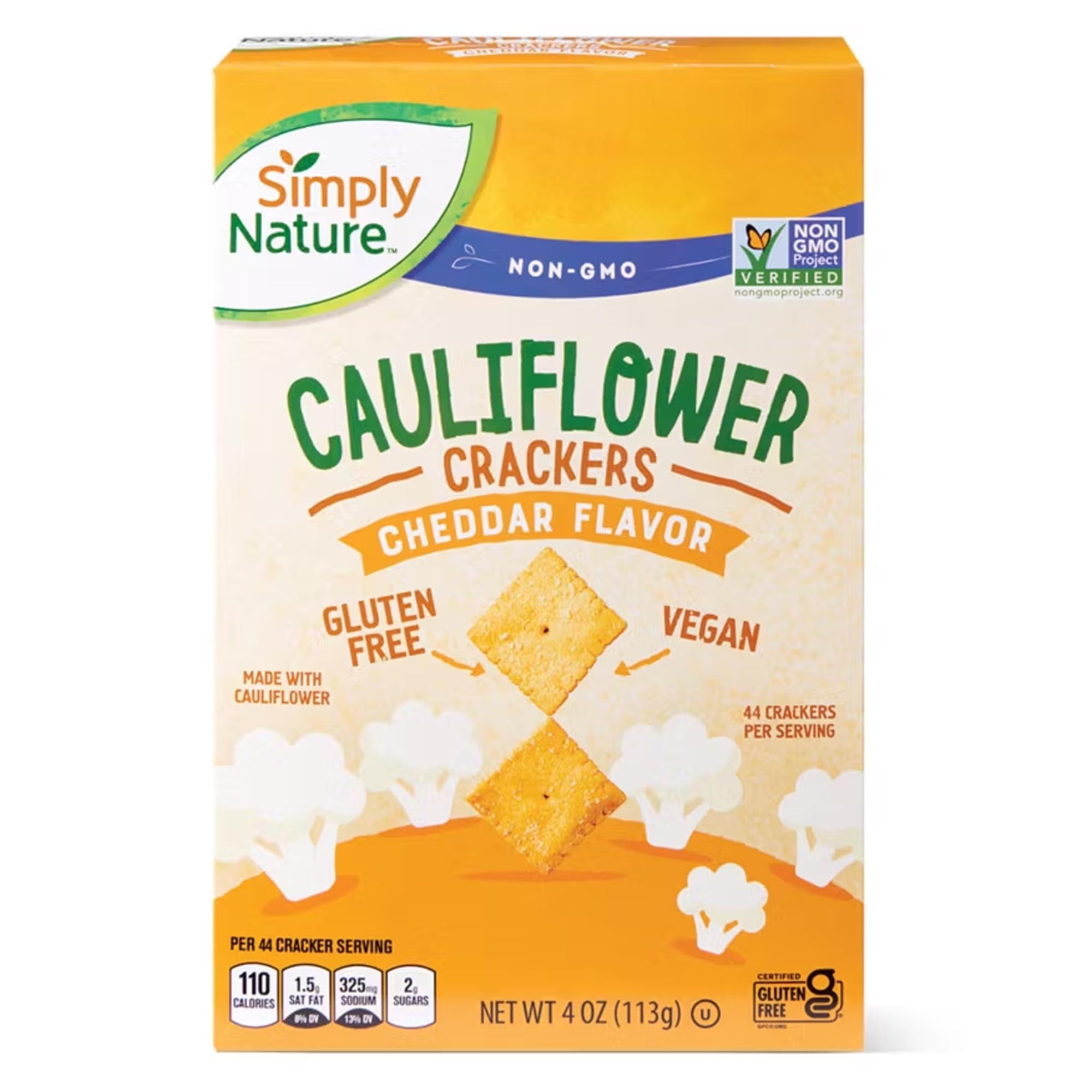 Simply Nature Cheddar Cauliflower Crackers Delicious Snack 4 oz ...