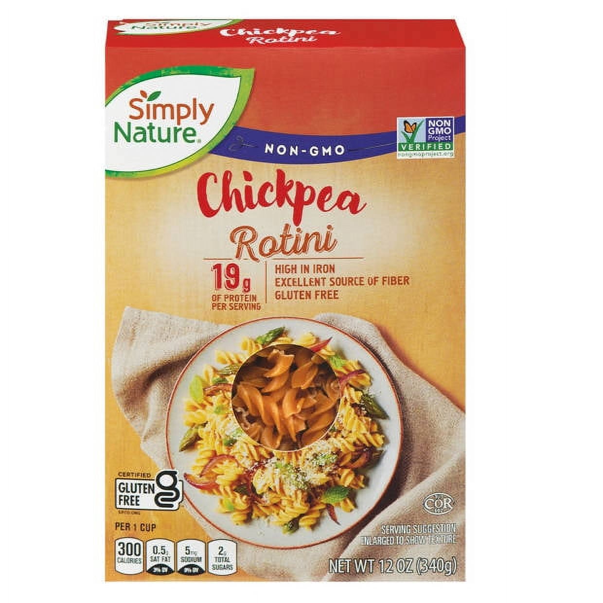 Simply Nature Chickpea Rotini, 12 oz - Walmart.com
