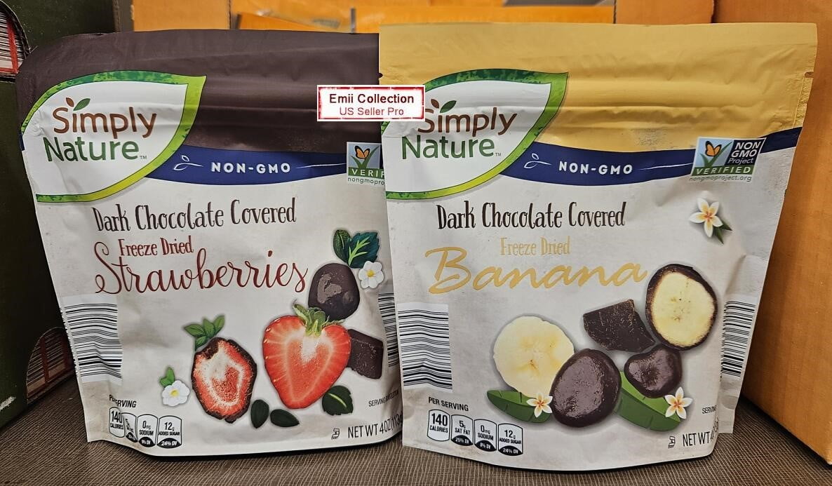 Simply Nature Dark Chocolate Covered Freeze Dried Strawberries & Banana ...