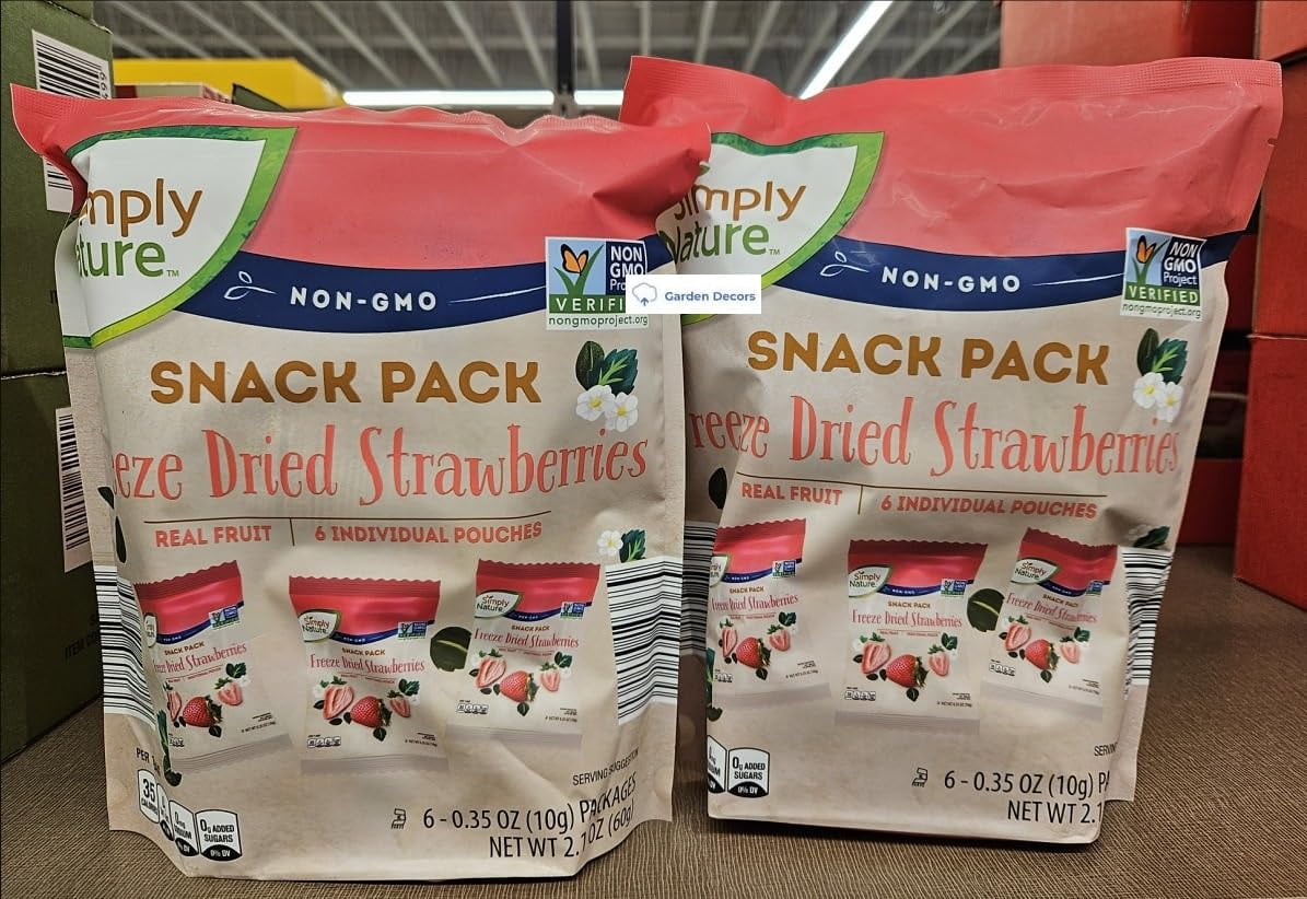 Simply Nature NON-GMO Snack Pack Freeze Dried Strawberries 6 Packages 2.1oz 60g (Two Bags ...