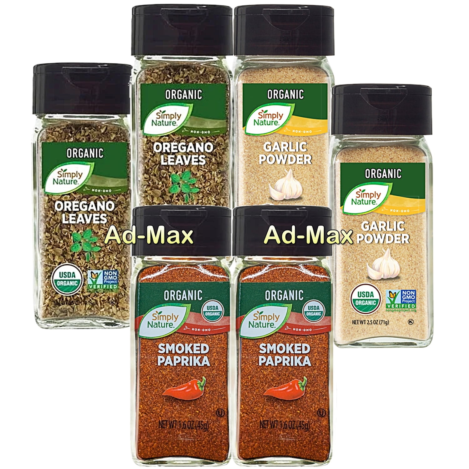 Simply Nature Organic GARLIC Powder, 2.5 oz. Organic SMOKED PAPRIKA 1.6 ...