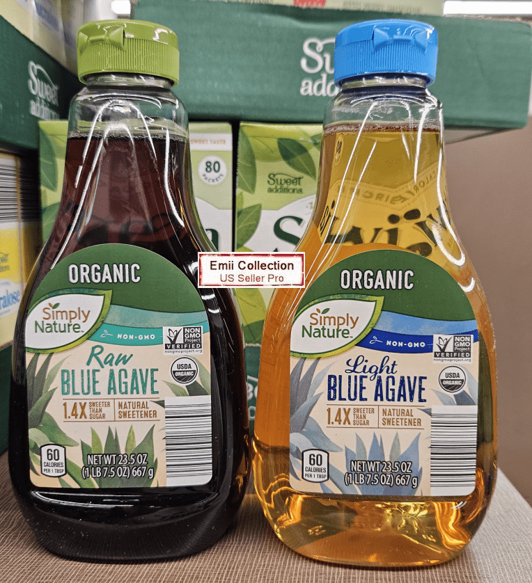 Simply Nature Organic NON-GMO Natural Sweetener Raw & Light Blue Agave ...