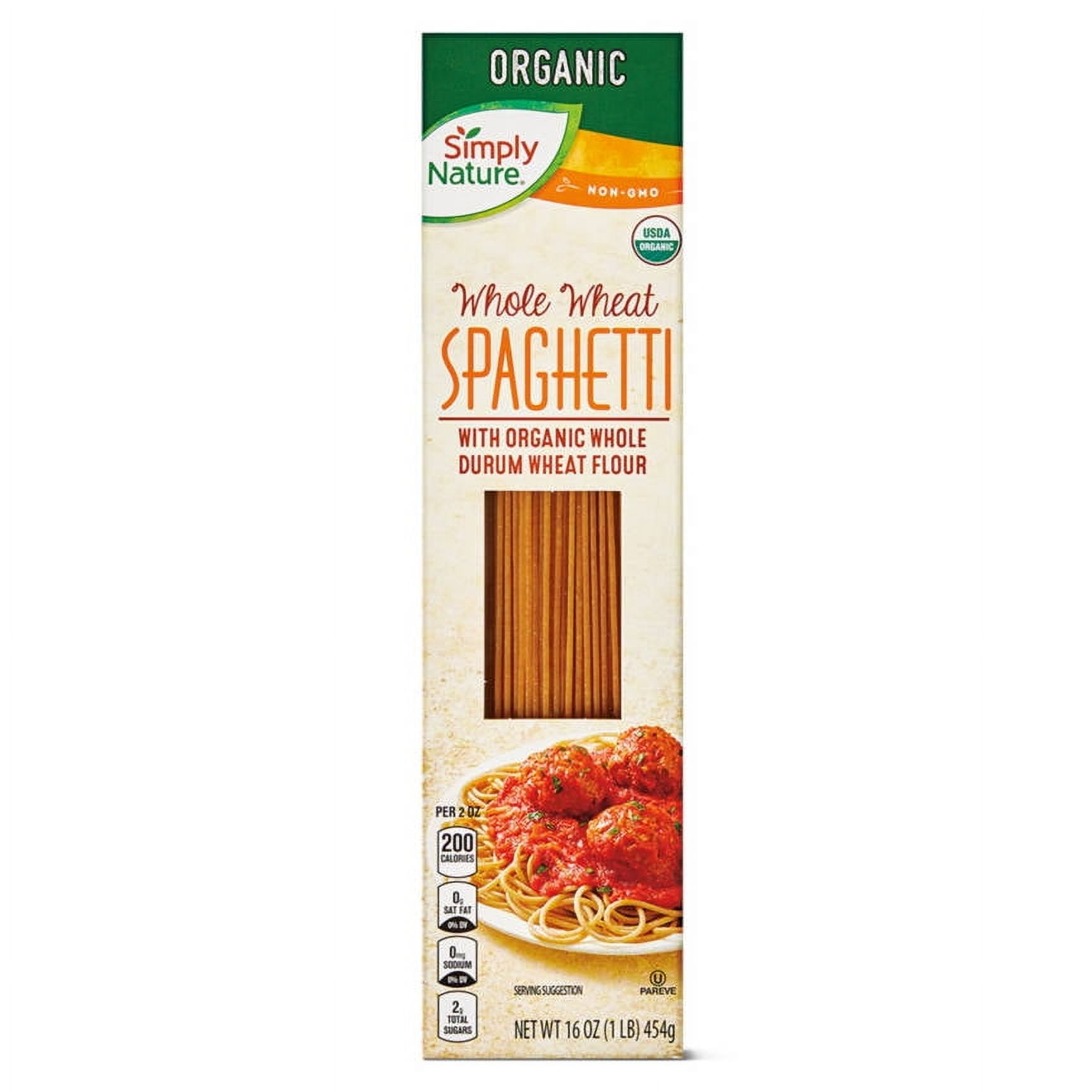 Simply Nature Organic Whole Wheat Spaghetti, 1 lb - Walmart.com