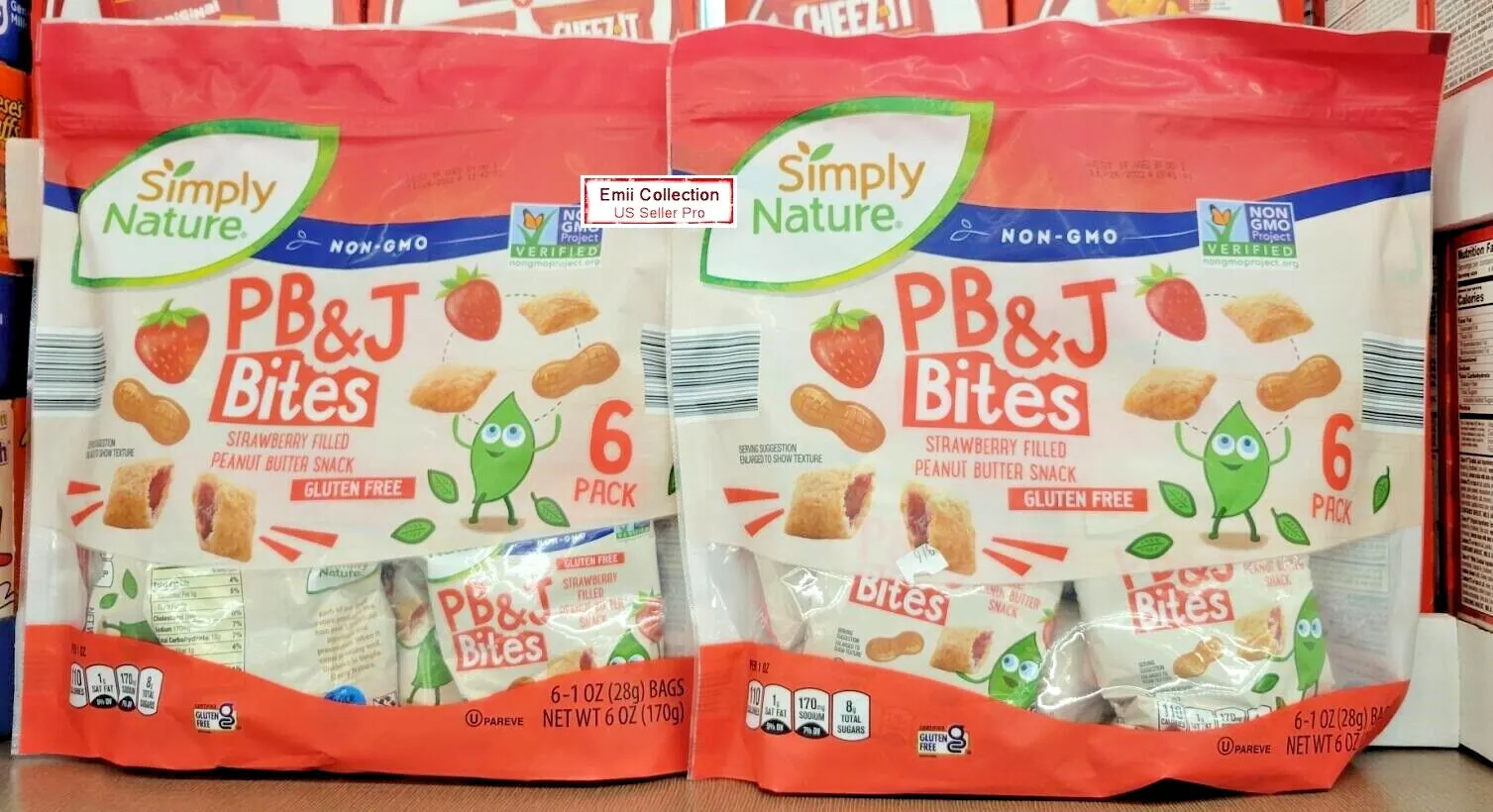 Simply Nature PB & J Bites Strawberry Filled Peanut Butter Snack 6 Pack ...