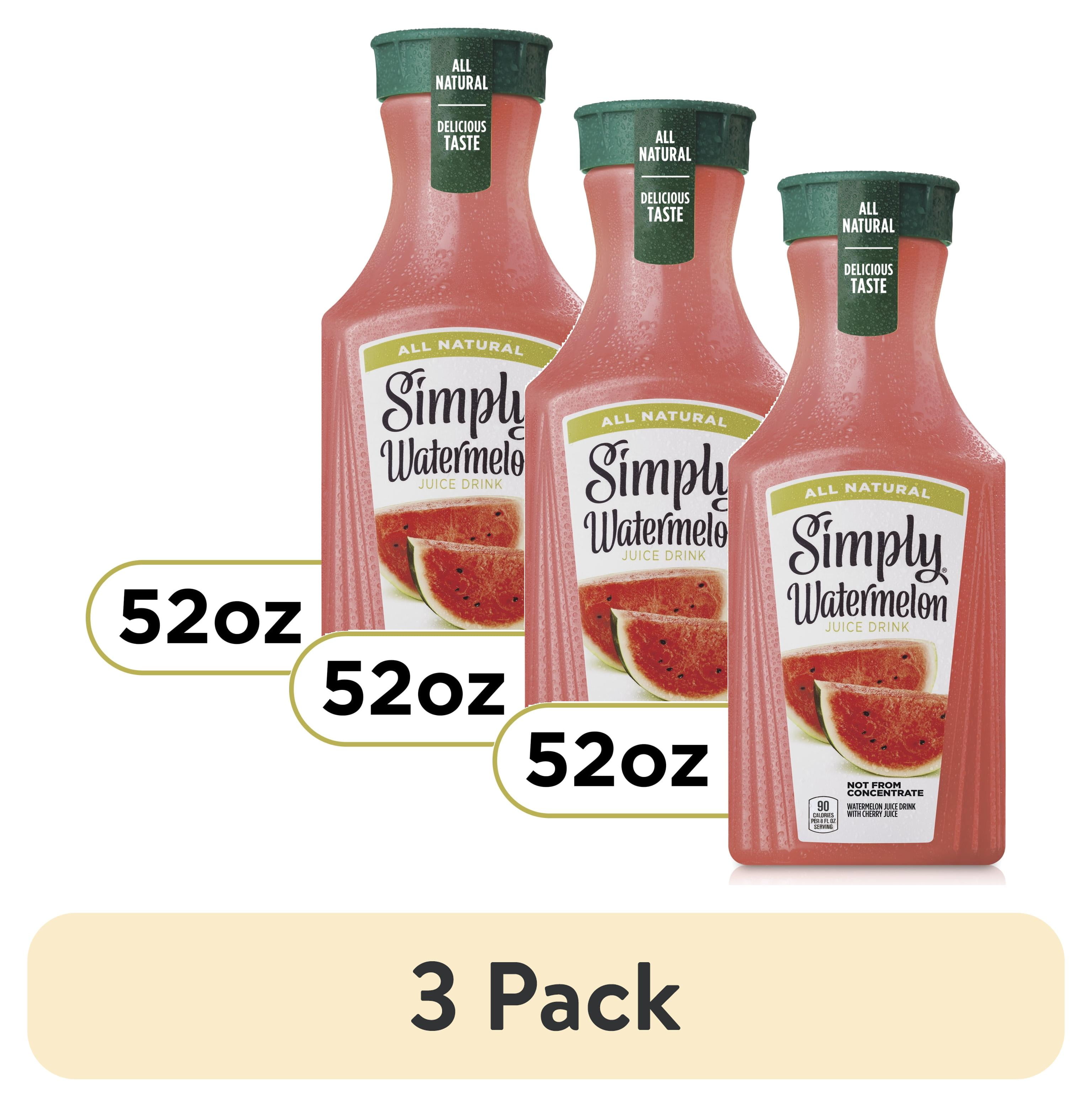 (3 pack) Simply Non GMO All Natural Watermelon Fruit Juice, 52 fl oz ...