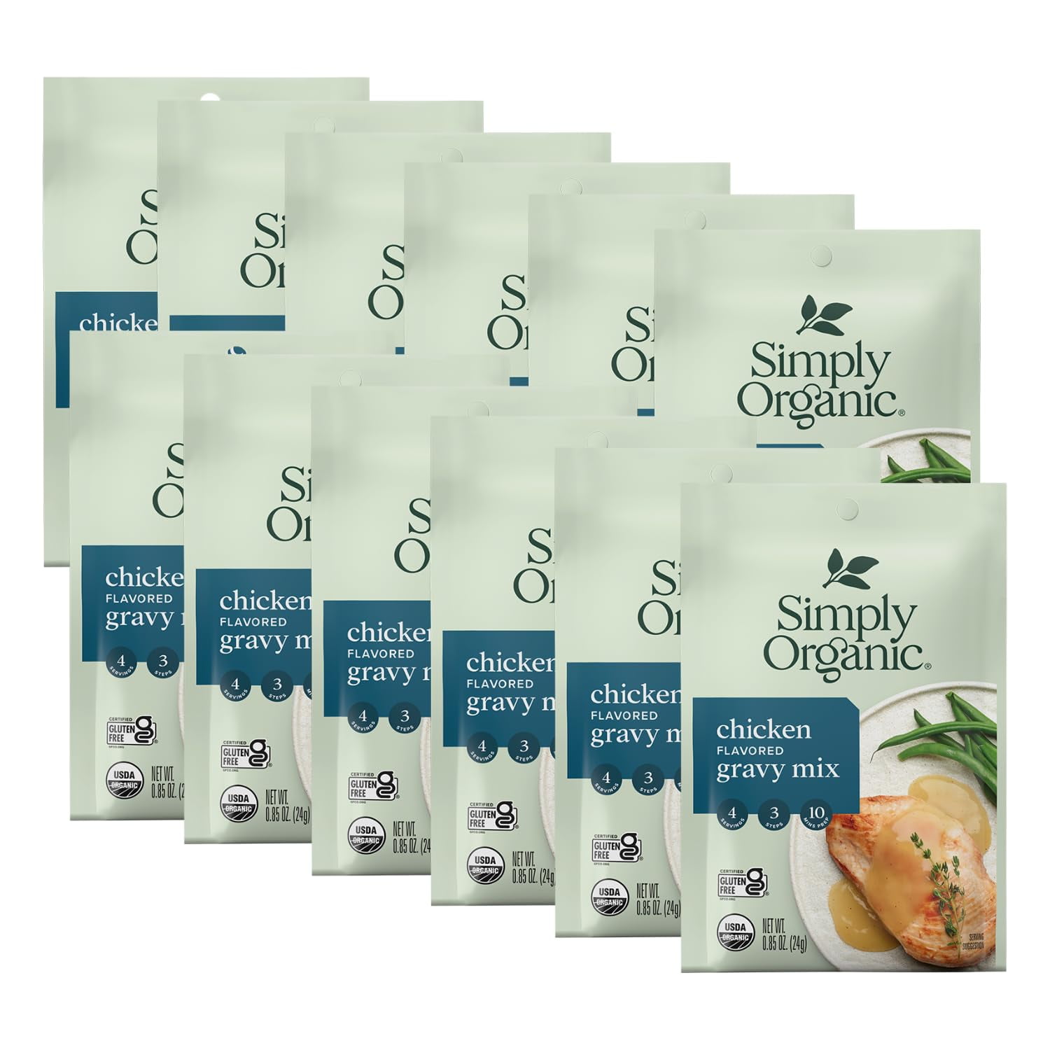 Simply Organic Chicken Flavored SAF21 Gravy Mix, 0.85 Ounce 12-Pack ...