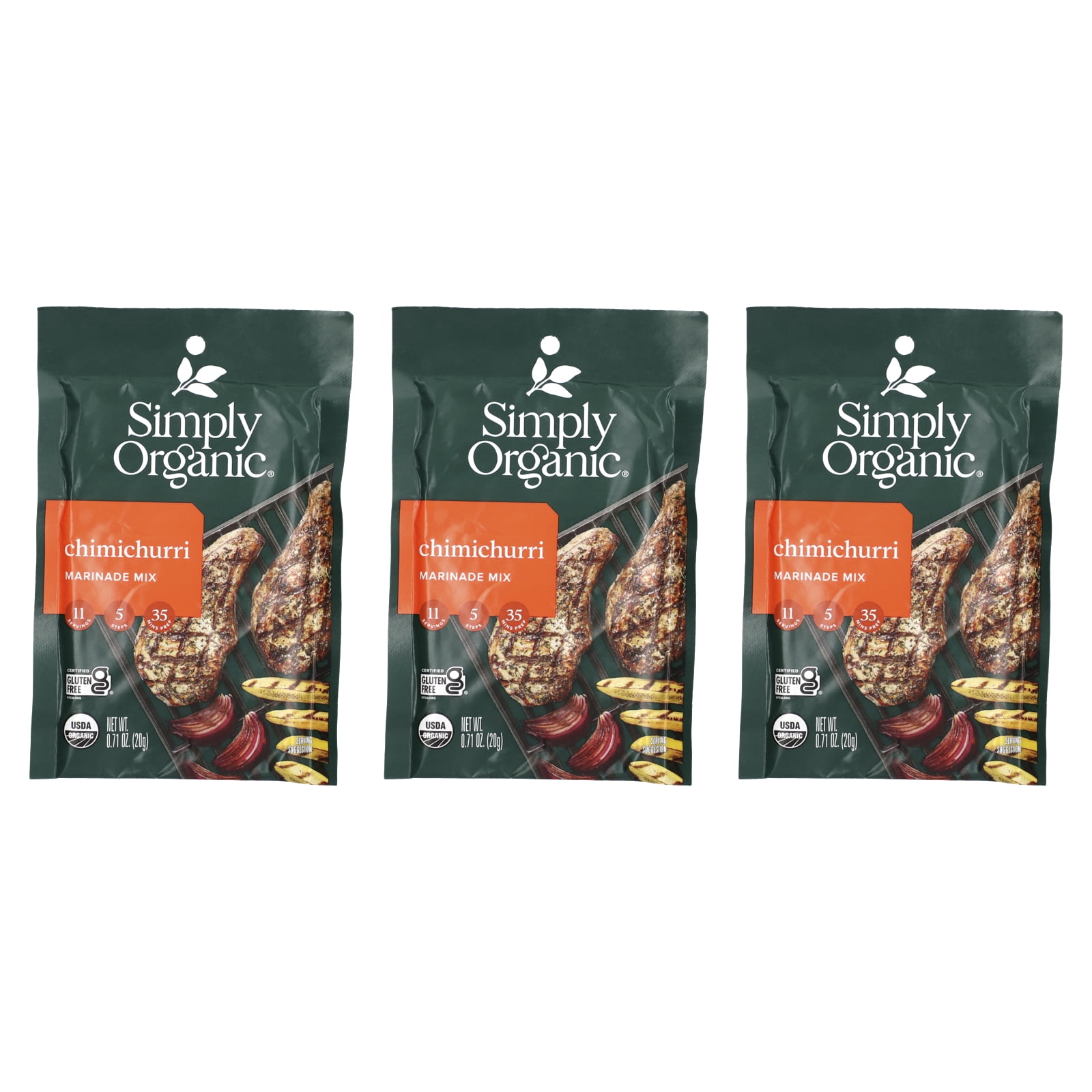 Simply Organic Chimichurri Marinade Mix, 3 Packets, 0.71 oz (20 g) Each ...