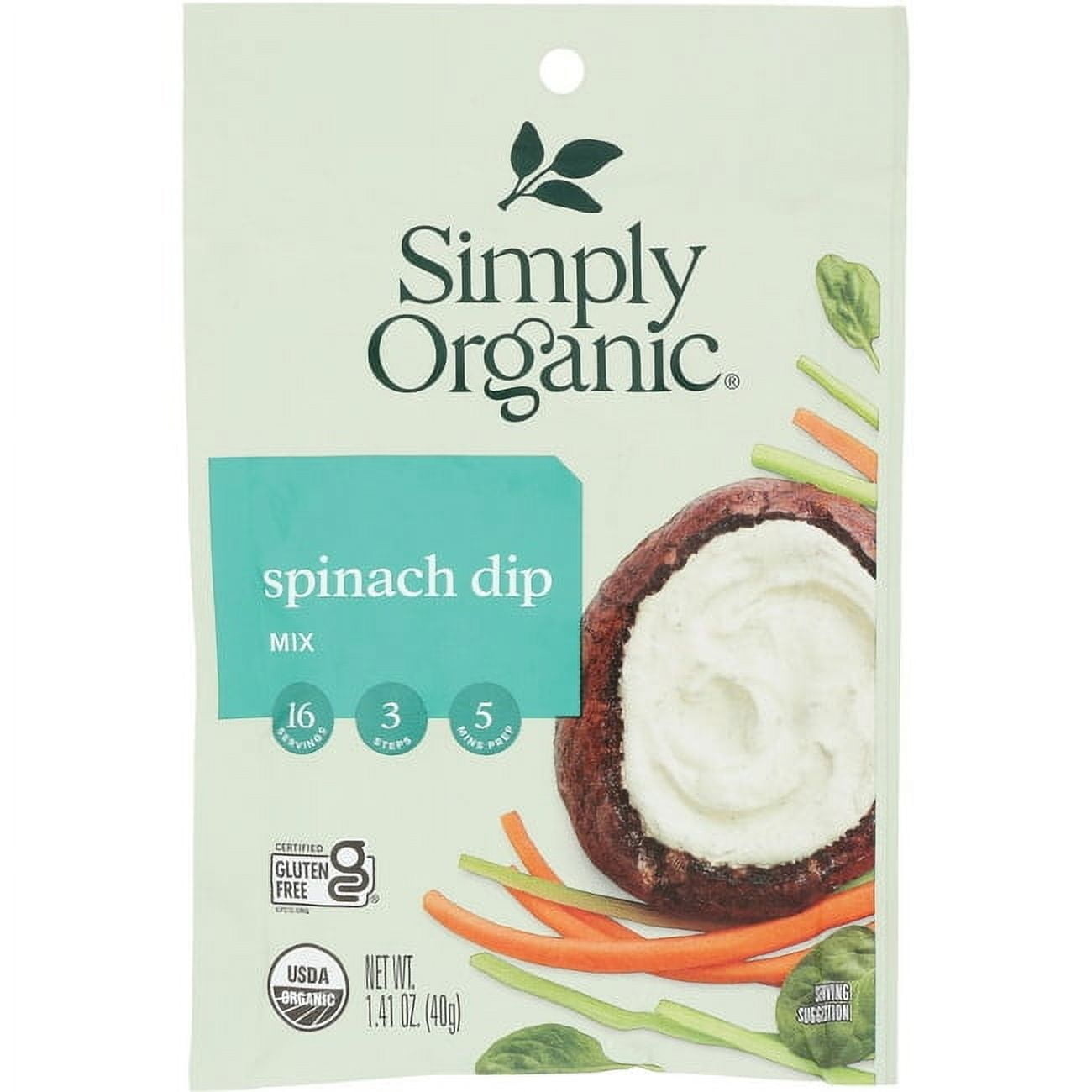 Simply Organic Spinach Dip Mix, USDA Certified, Vegan, Gluten-Free ...
