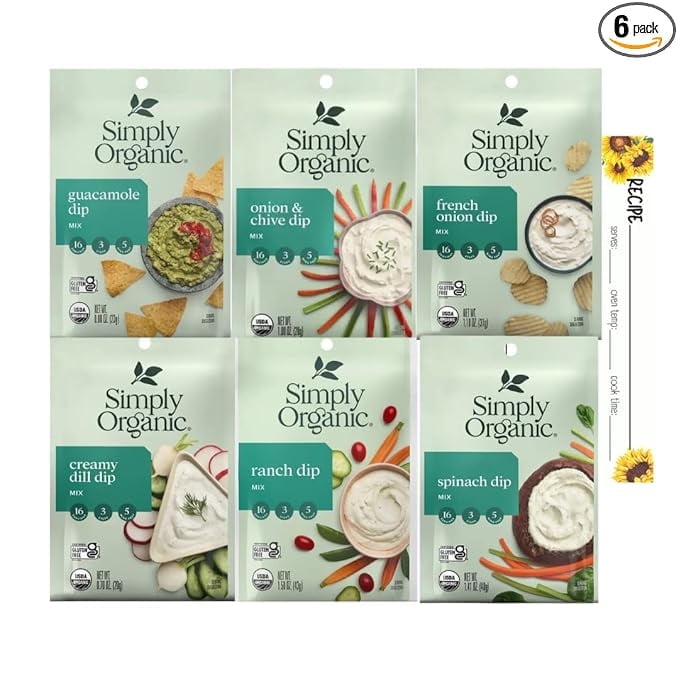 Simply Organic Dip Mix Supreme Party Variety 6 Pack | Dill, Ranch ...