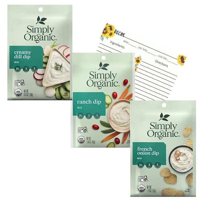 Simply Organic Dip Mix Variety 3 Pack Dill, Ranch, French Onion ...