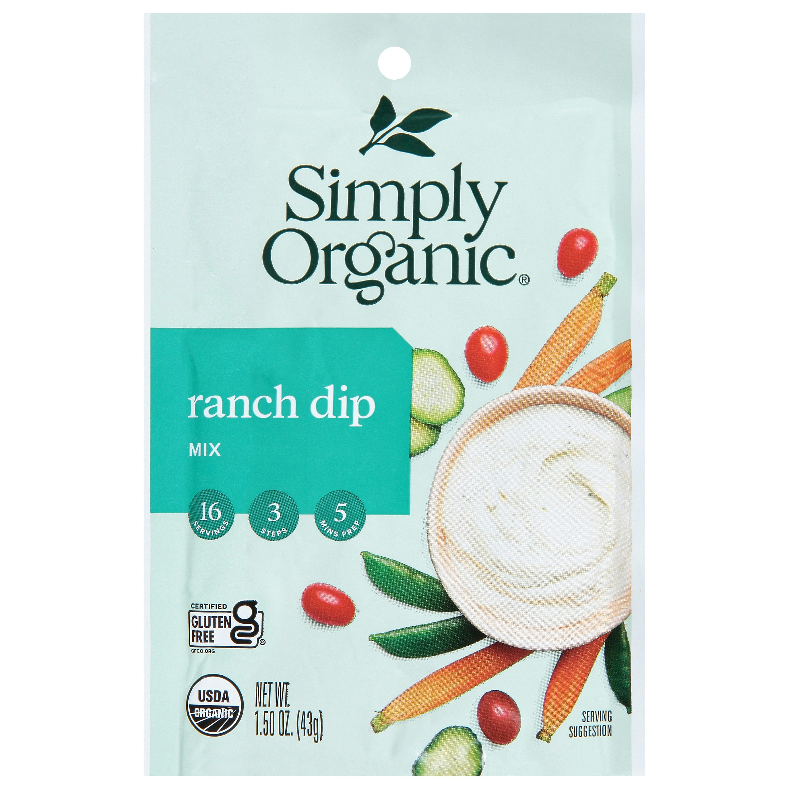 Simply Organic Ranch Dip Mix 1.5 oz (Pack Of 24) - Walmart.com