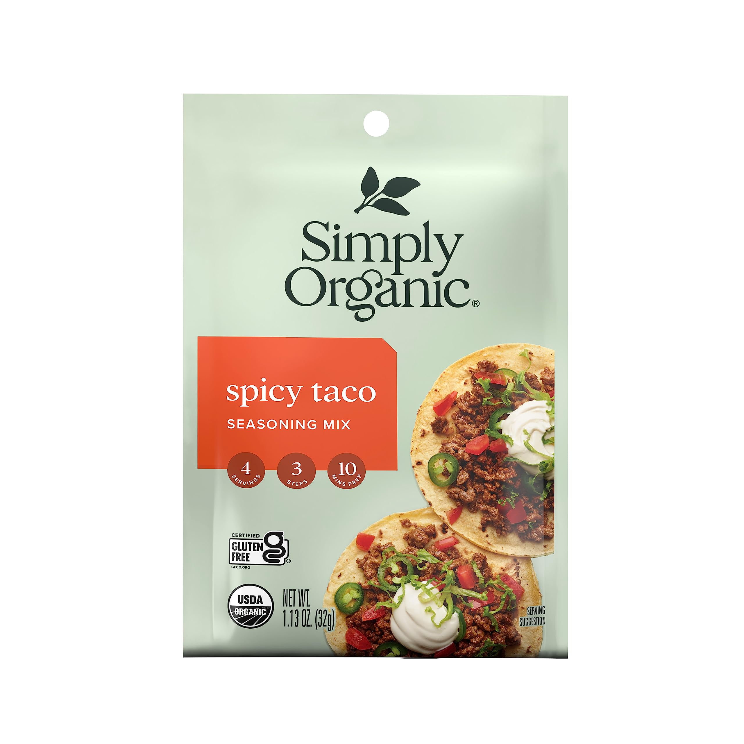 Simply Organic Spicy Taco MFF30 Seasoning Mix, Vegan Friendly, Kosher ...