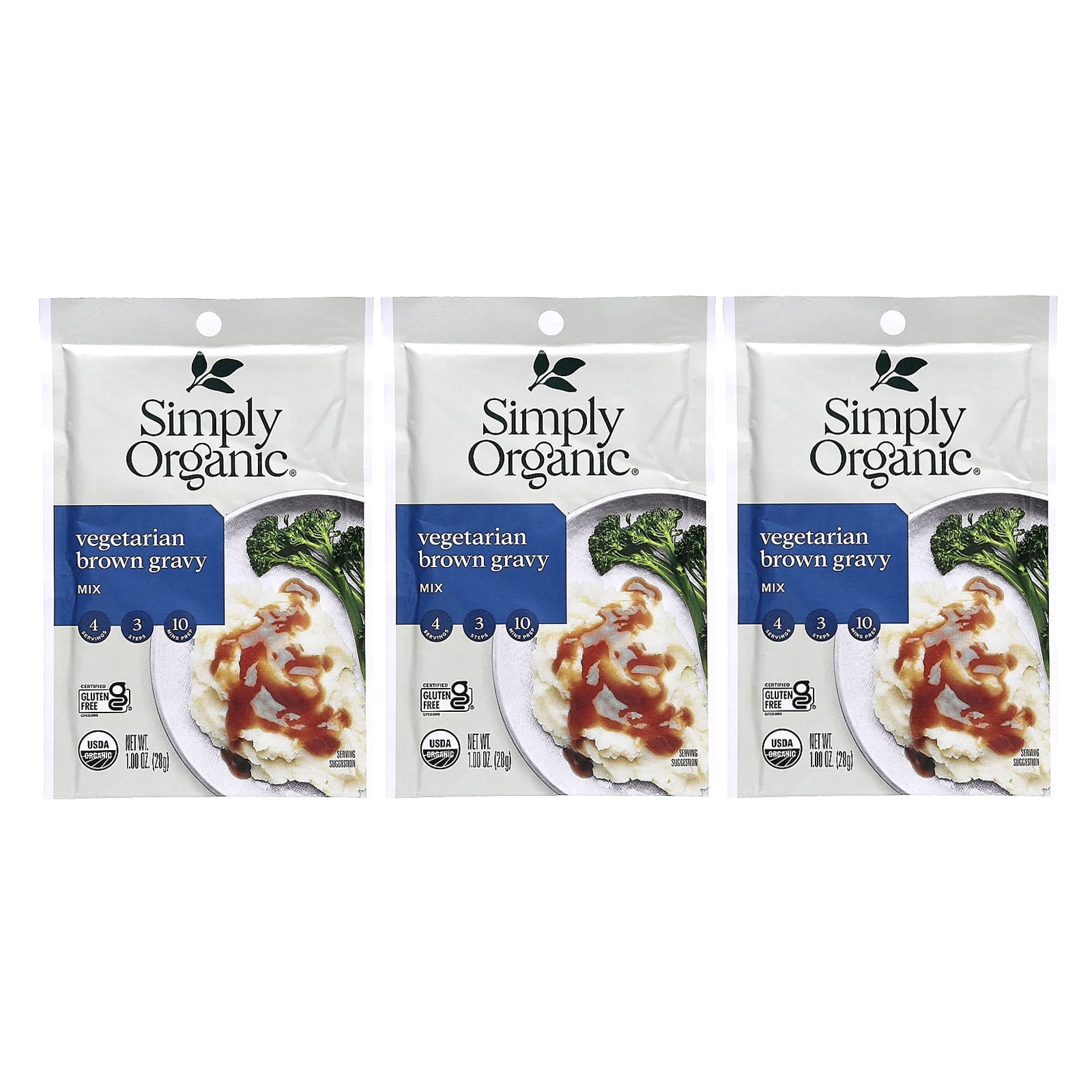 Simply Organic Vegetarian Brown Gravy Mix, 3 Pack, 1 oz Each - Walmart.com