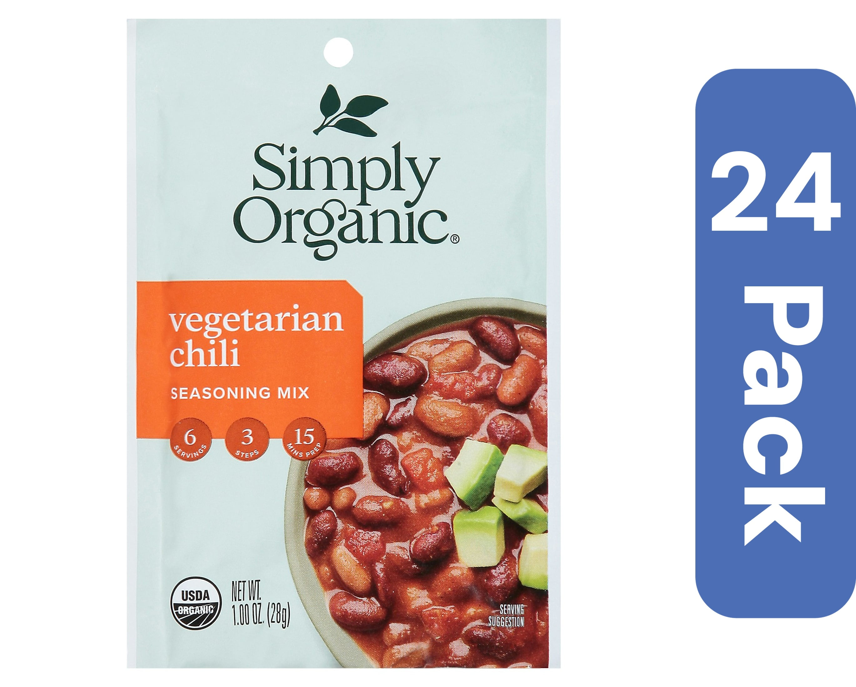 Simply Organic Vegetarian Chili Mix 1.2 oz (Pack of 24) - Walmart.com