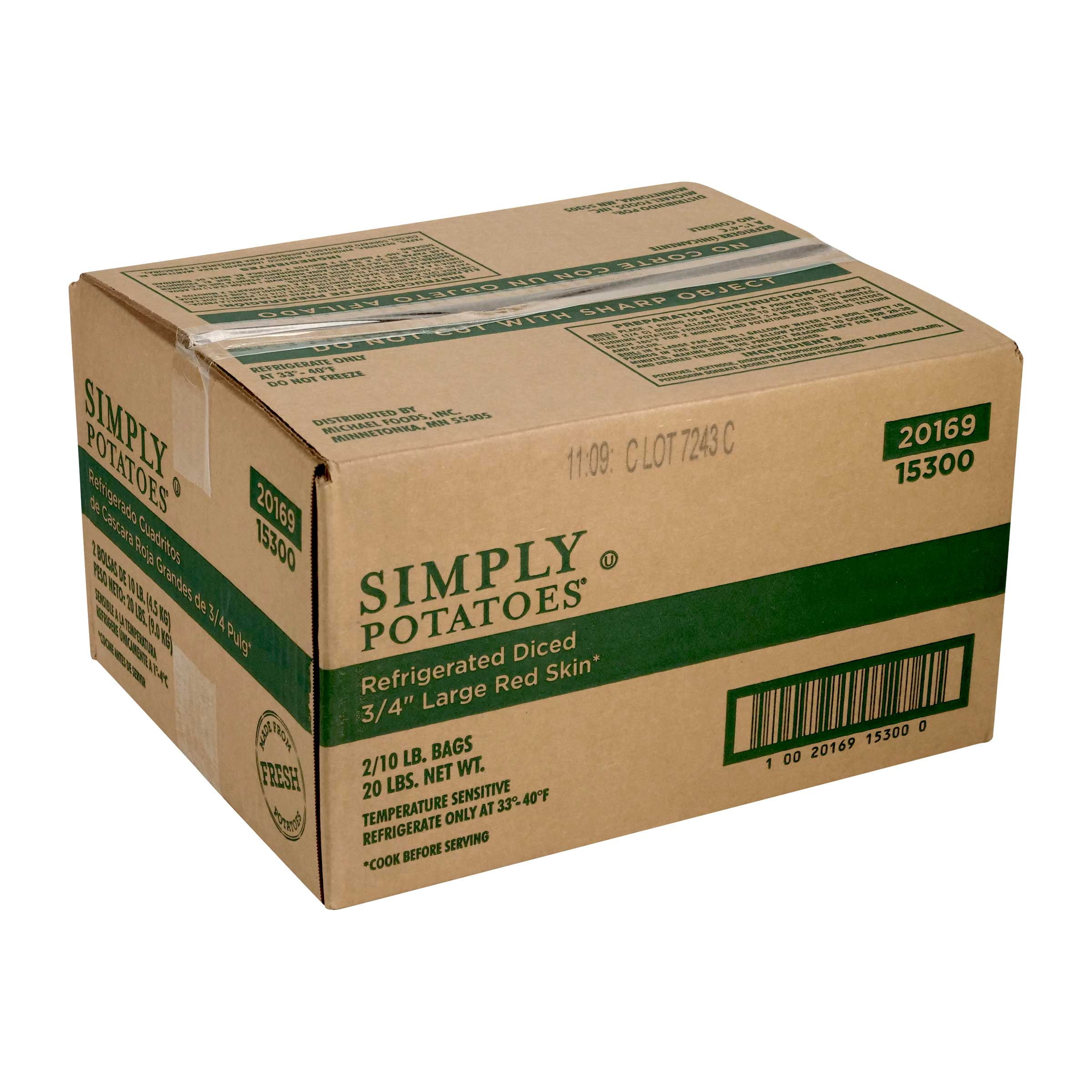 Simply Potatoes Large Red Skin Diced Potato, 10 Pound - 2 per case ...