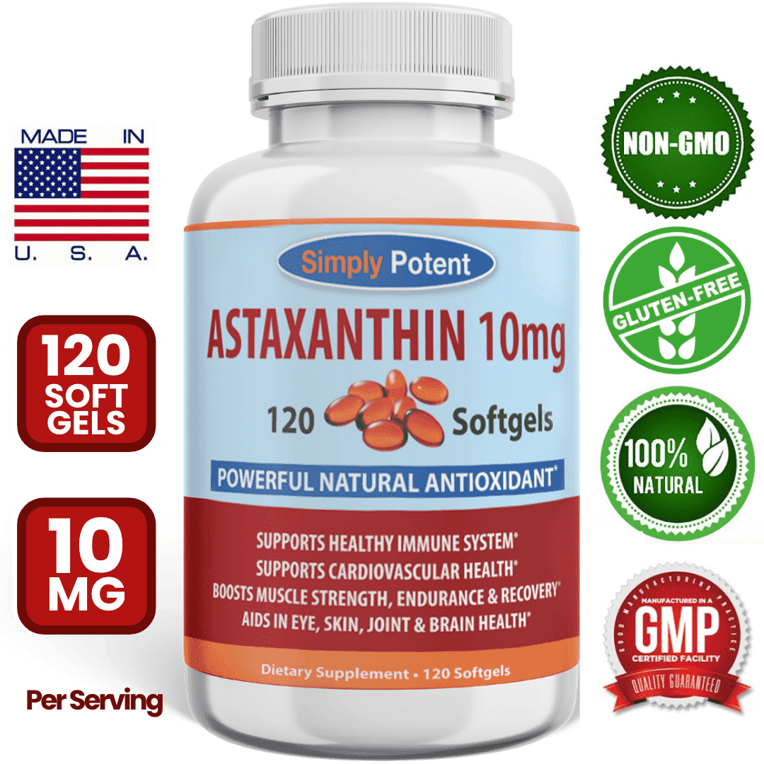 Simply Potents Astaxanthin 10mg - 120 Softgels, High Potency ...