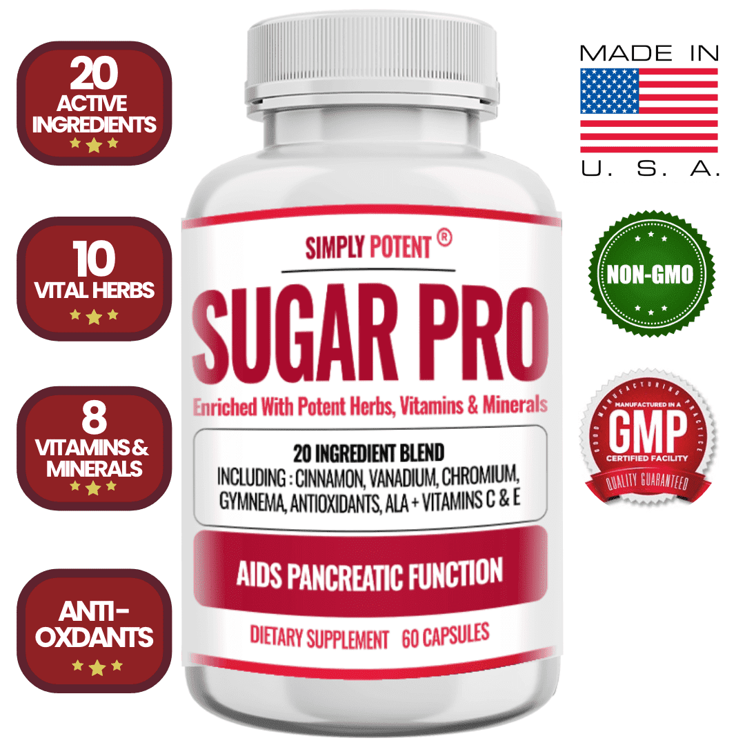 Simply Potent Blood Sugar Support, Glucose Pills, 60 Caps, 20 Herb ...