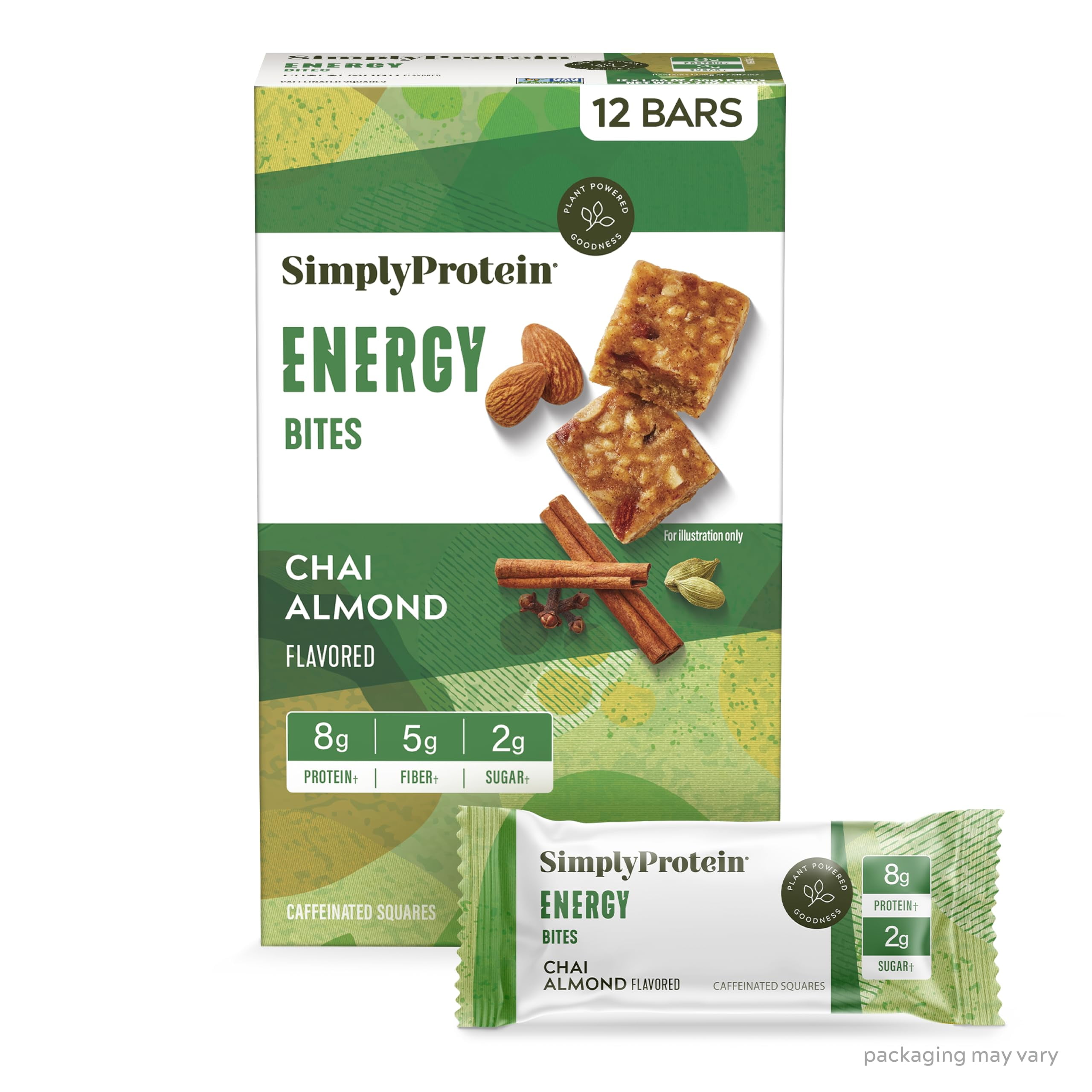 Simply Protein - Chai YYF14 Almond Energy Bites, 12 Based Caffeinated ...