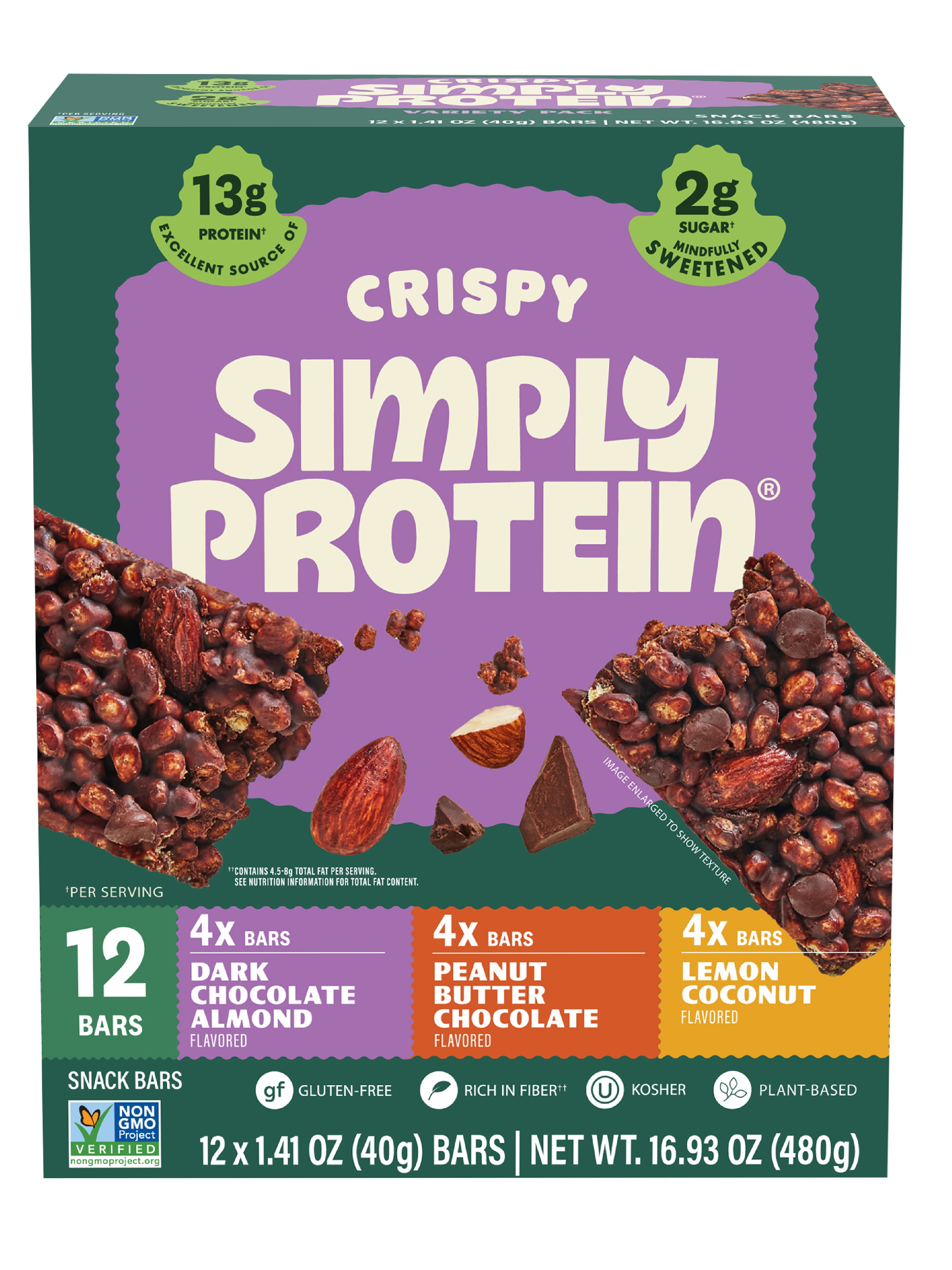 SimplyProtein, Crispy Protein Bars, 12-Pack, Low Sugar, High Fiber ...