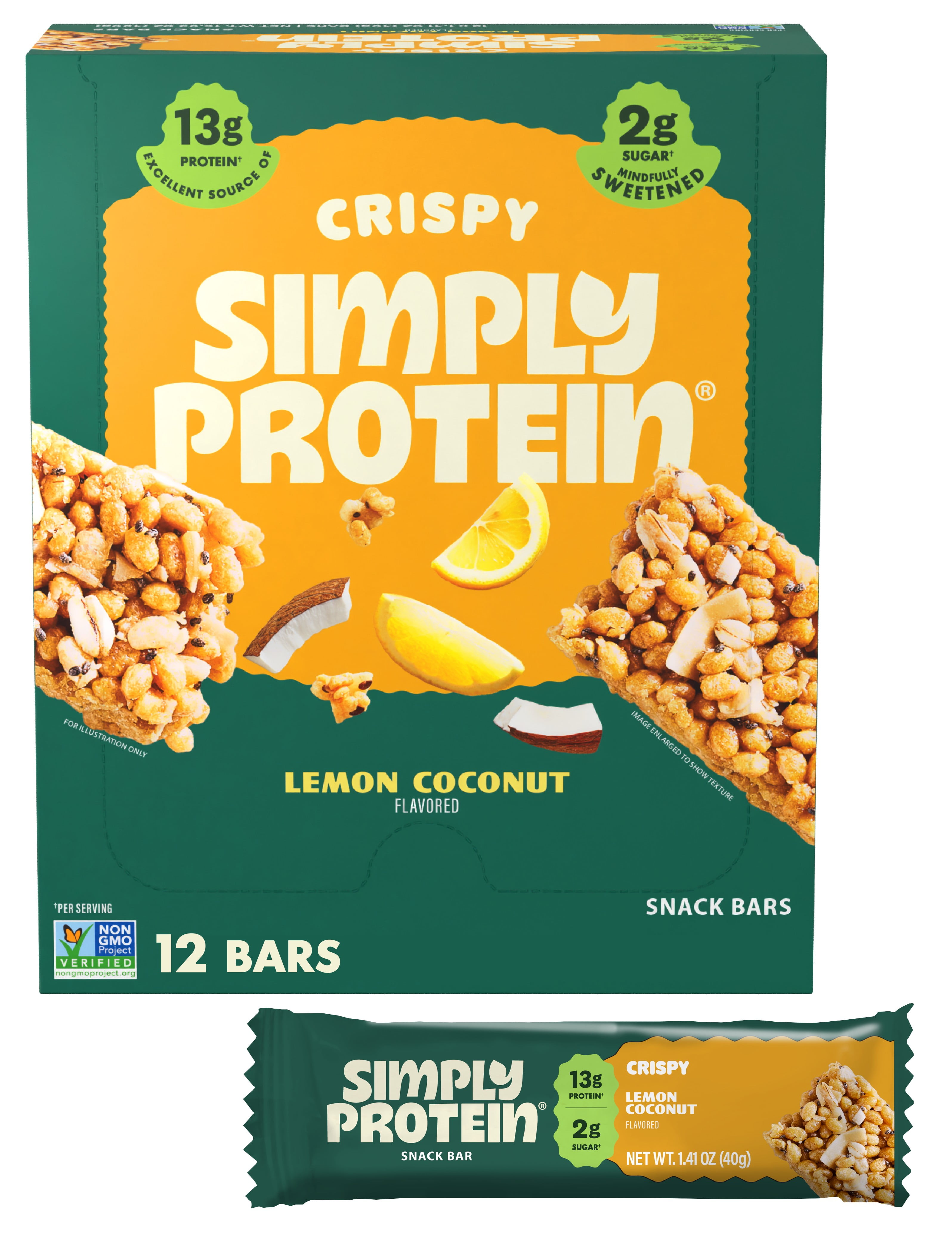 Simply Protein Lemon Coconut Protein Bars, Low Carb/ Sugar, High Fiber ...