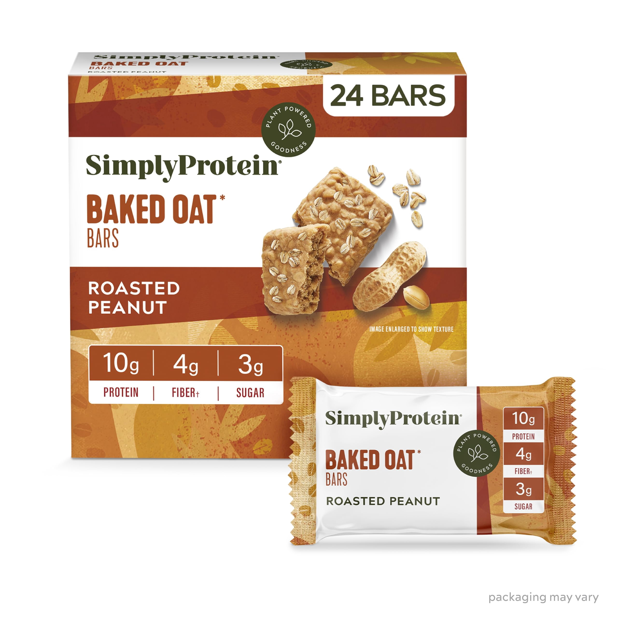 Simply Protein - TWE5 Roasted Peanut Baked Oat Bars, 24 Plant Based ...