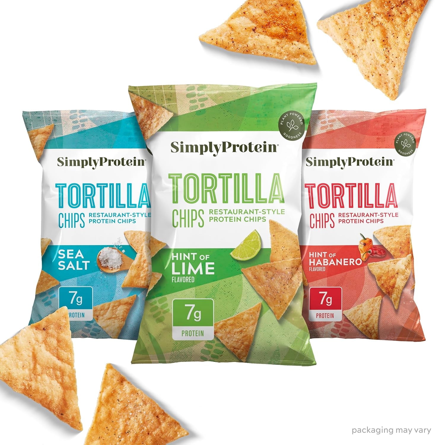 Simply Protein Tortilla Style Protein Chips Variety Pack-Sea Salt, Lime ...