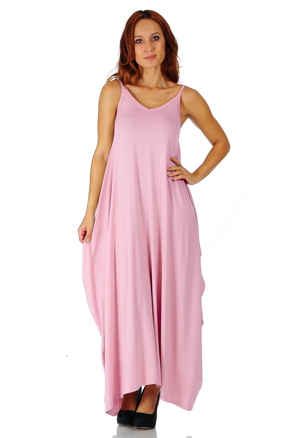 Simply Ravishing Casual Maxi Boho Harem Spaghetti Strap Dress, 4X, Dust ...