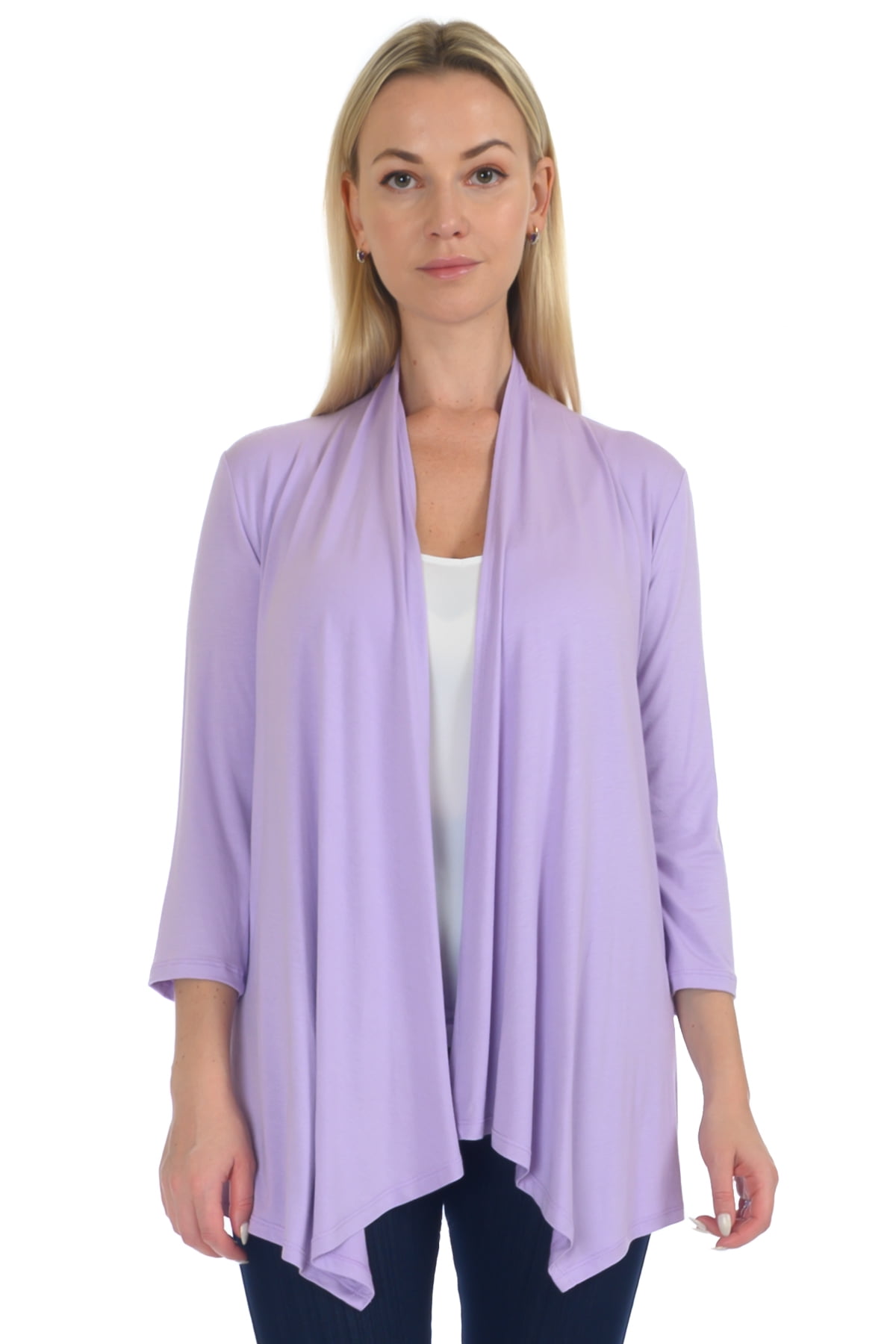 Simply Ravishing Women's Lightweight Loose Fit 3/4 Sleeve Open Drape ...