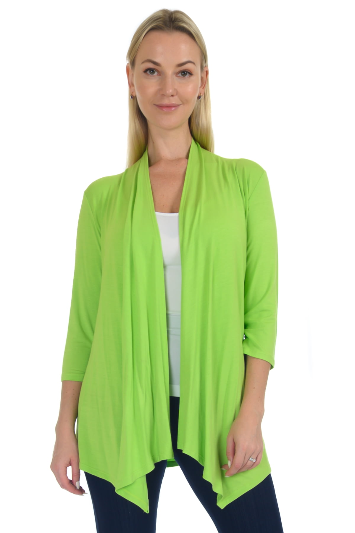 Simply Ravishing Women's Basic Assymetrical 3/4 Sleeve Open Drape ...