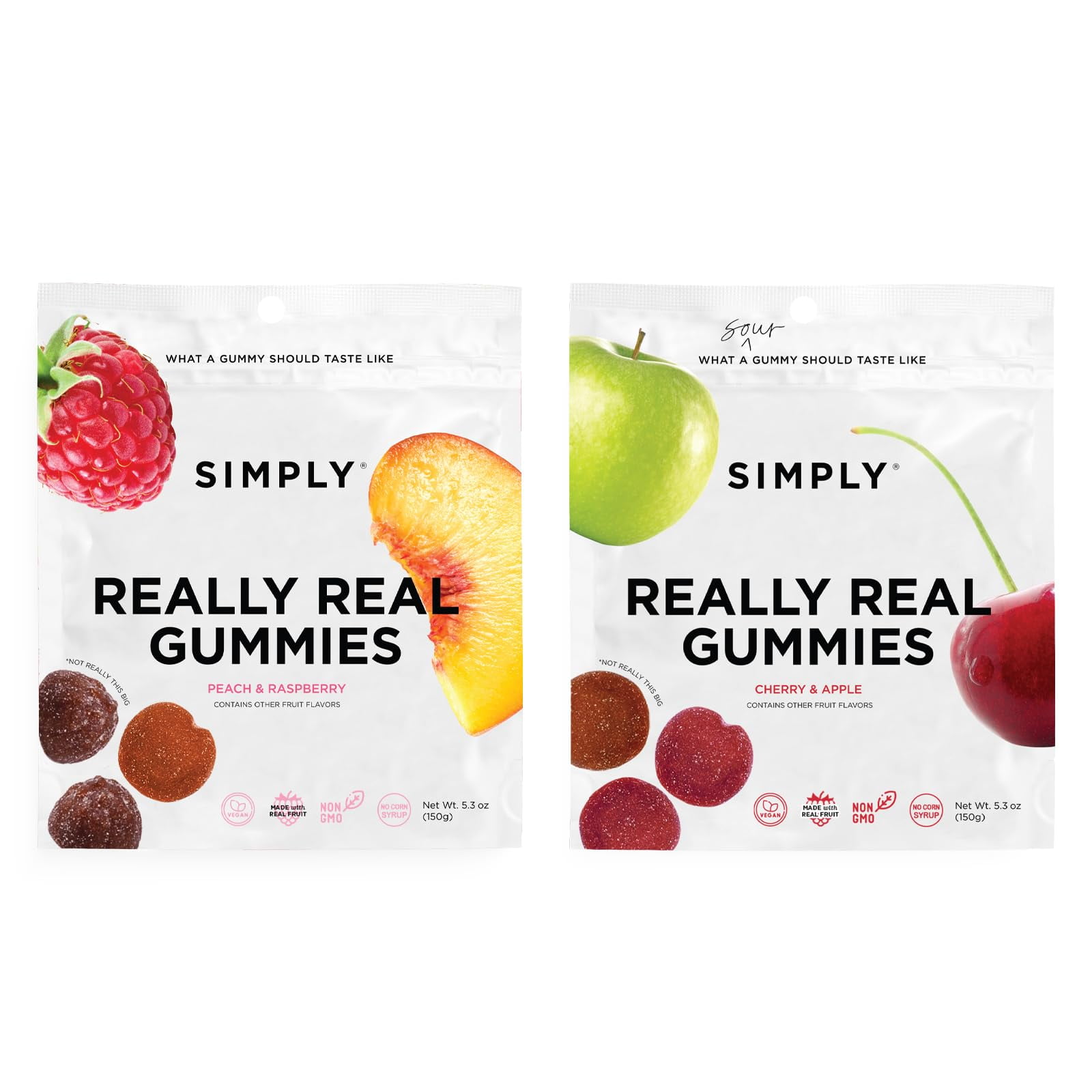 Simply Really Real Gummies BCF26 | Made with Real Fruit | 2 Flavor ...